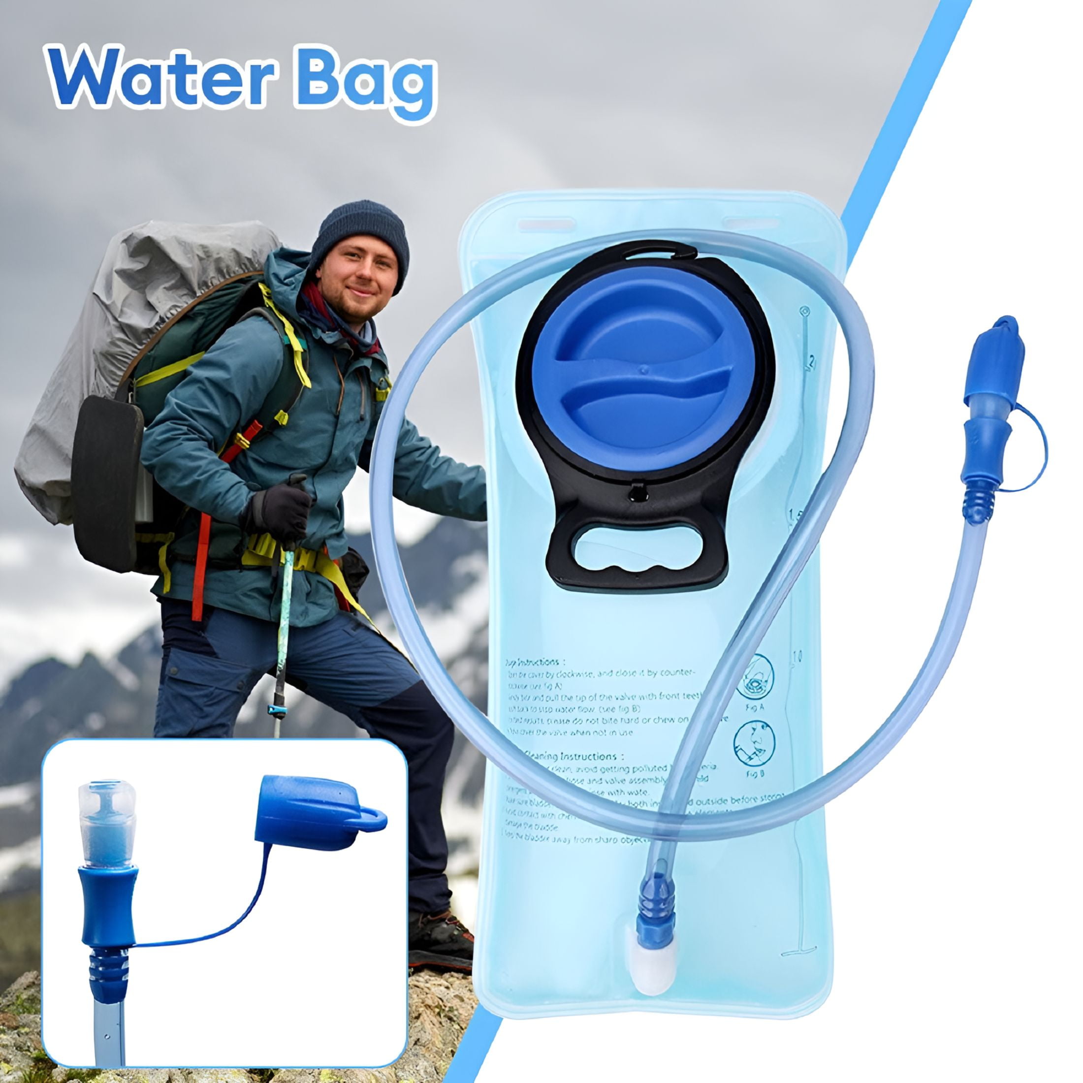TELOLY Hydration Bladder 2 L Water Pack Reservoir Replacement Running ...