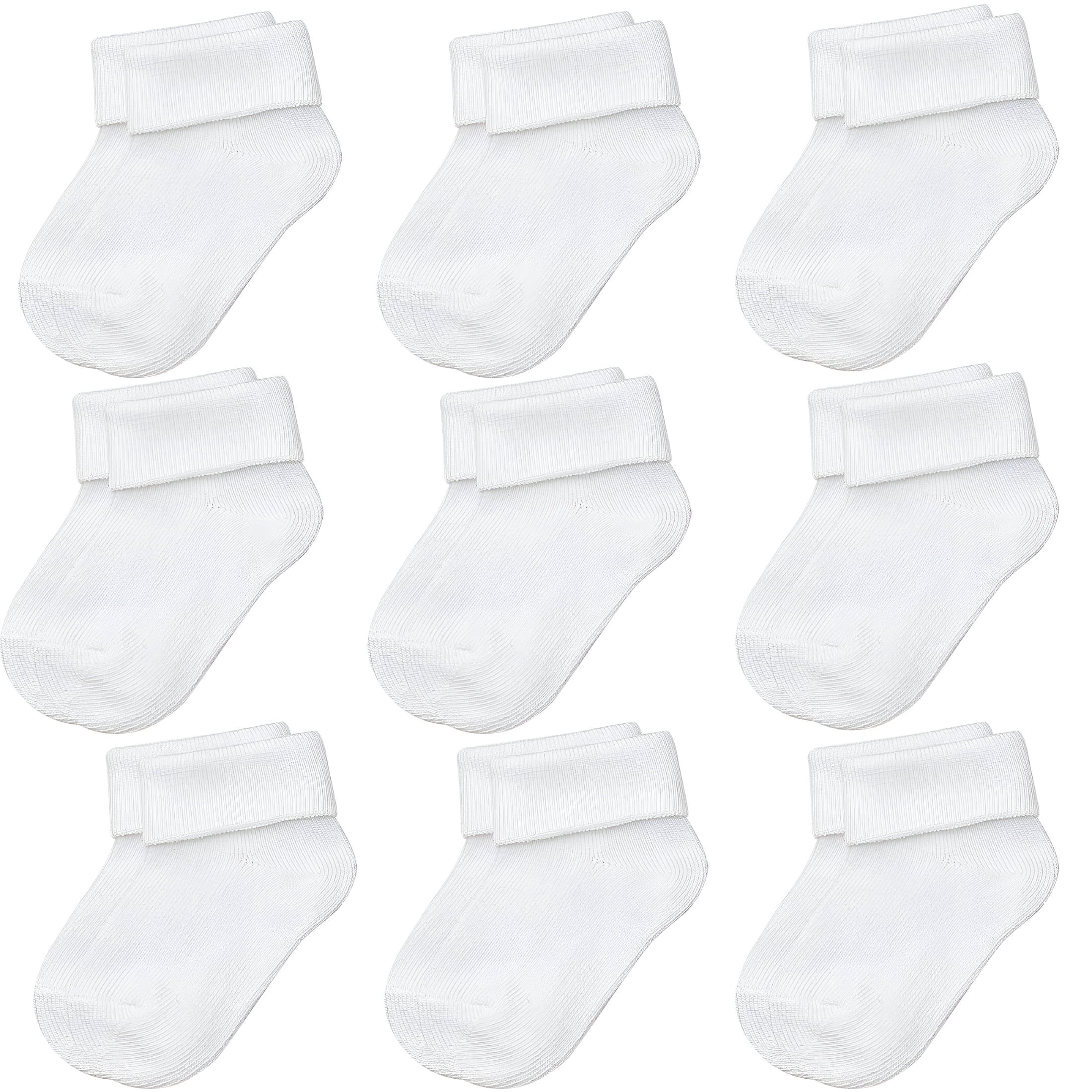TELOLY Infant Baby Boys and Girls Cotton Socks with Fold-Over Cuff, New ...