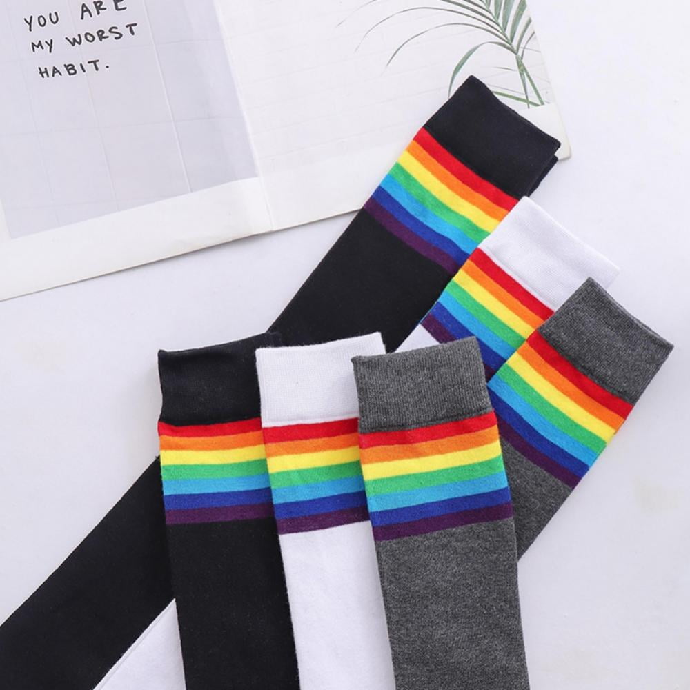 TELOLY Jolly Womens Thigh High Socks Over the Knee High Striped ...