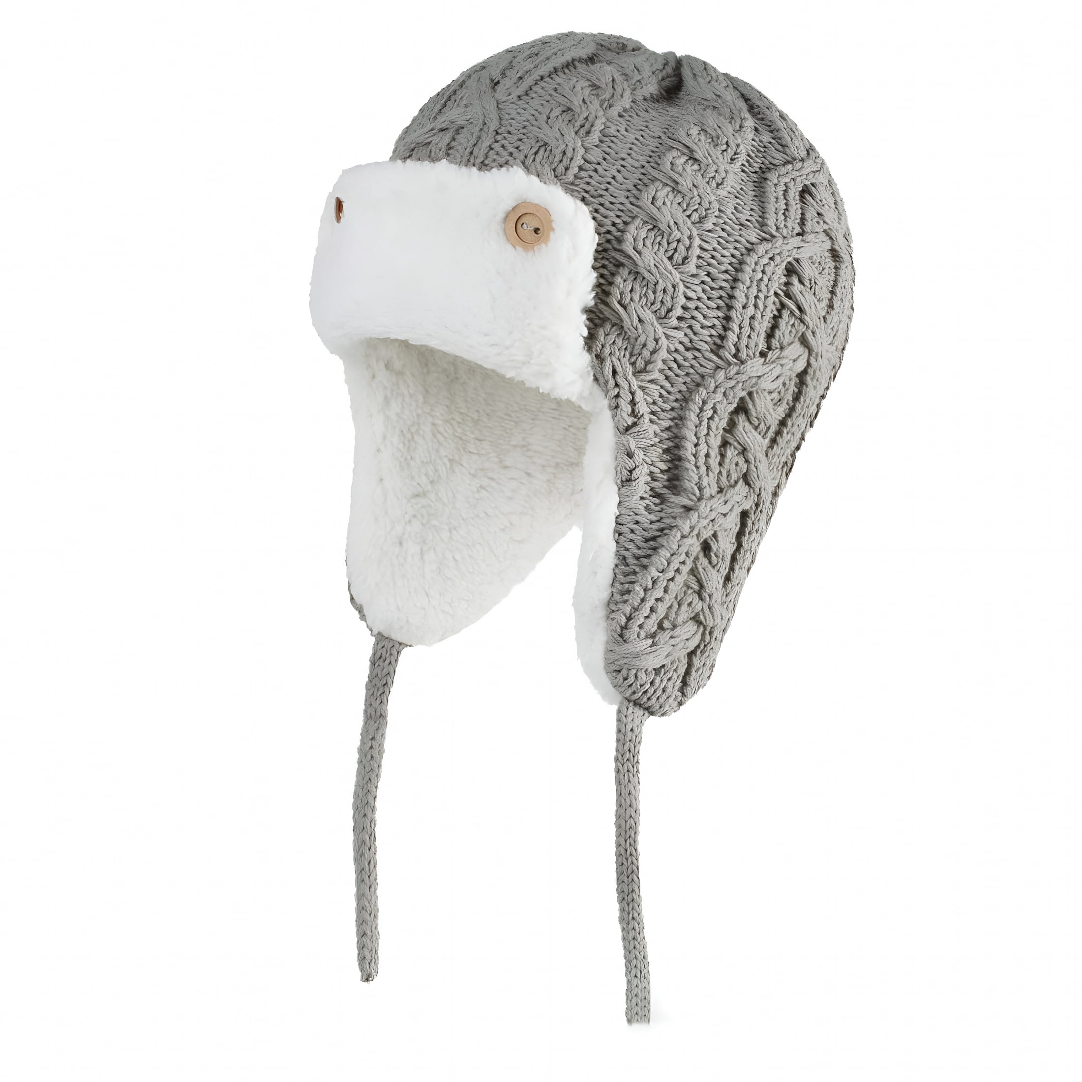 TELOLY Kids Winter Knit Hat Long Earflaps Warm Fleece Trapper Hat with ...