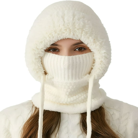 TELOLY Knit Winter Hat for Women Beanie Balaclava Face Mask Warm Ski Mask Cold Weather Bike ...