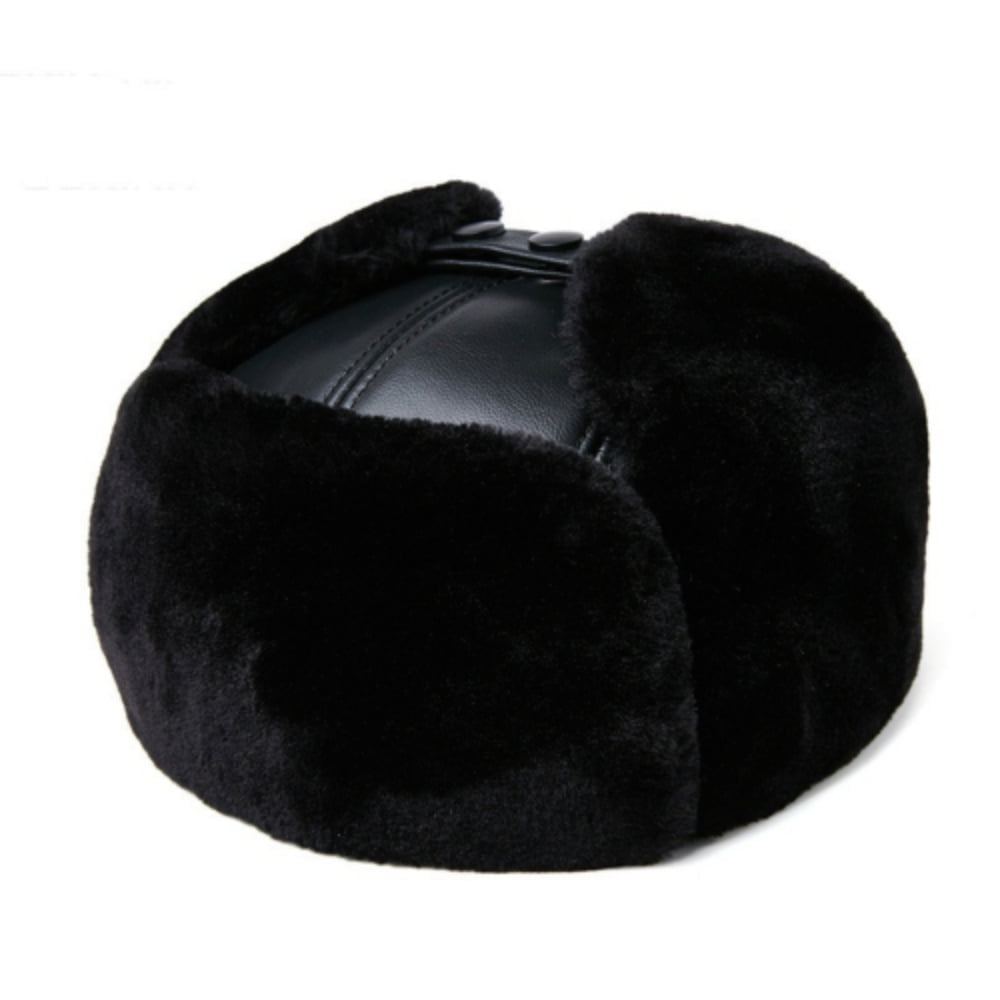 TELOLY Leather Hat Cap Ski Trapper Russian Ushanka Cossack - Walmart.com