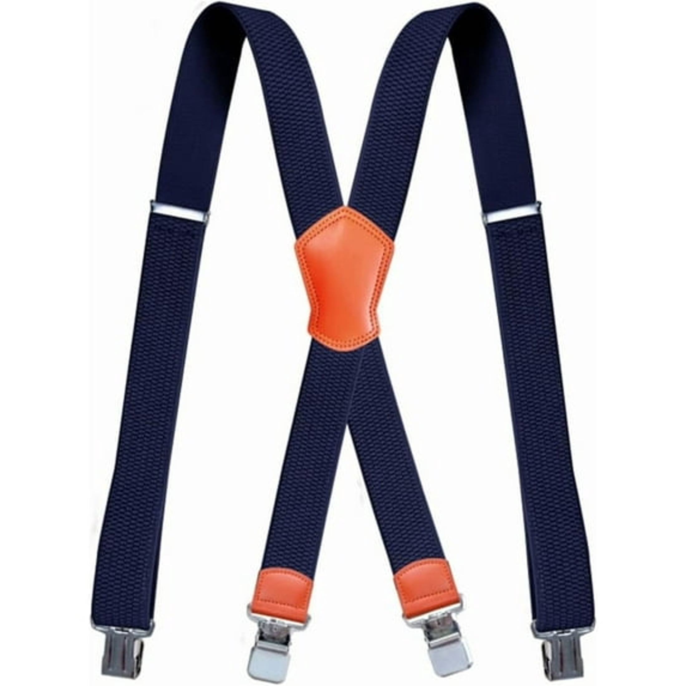 TELOLY Men'S Adjustable X-Back with Clips Suspenders,Navy Blue for ...