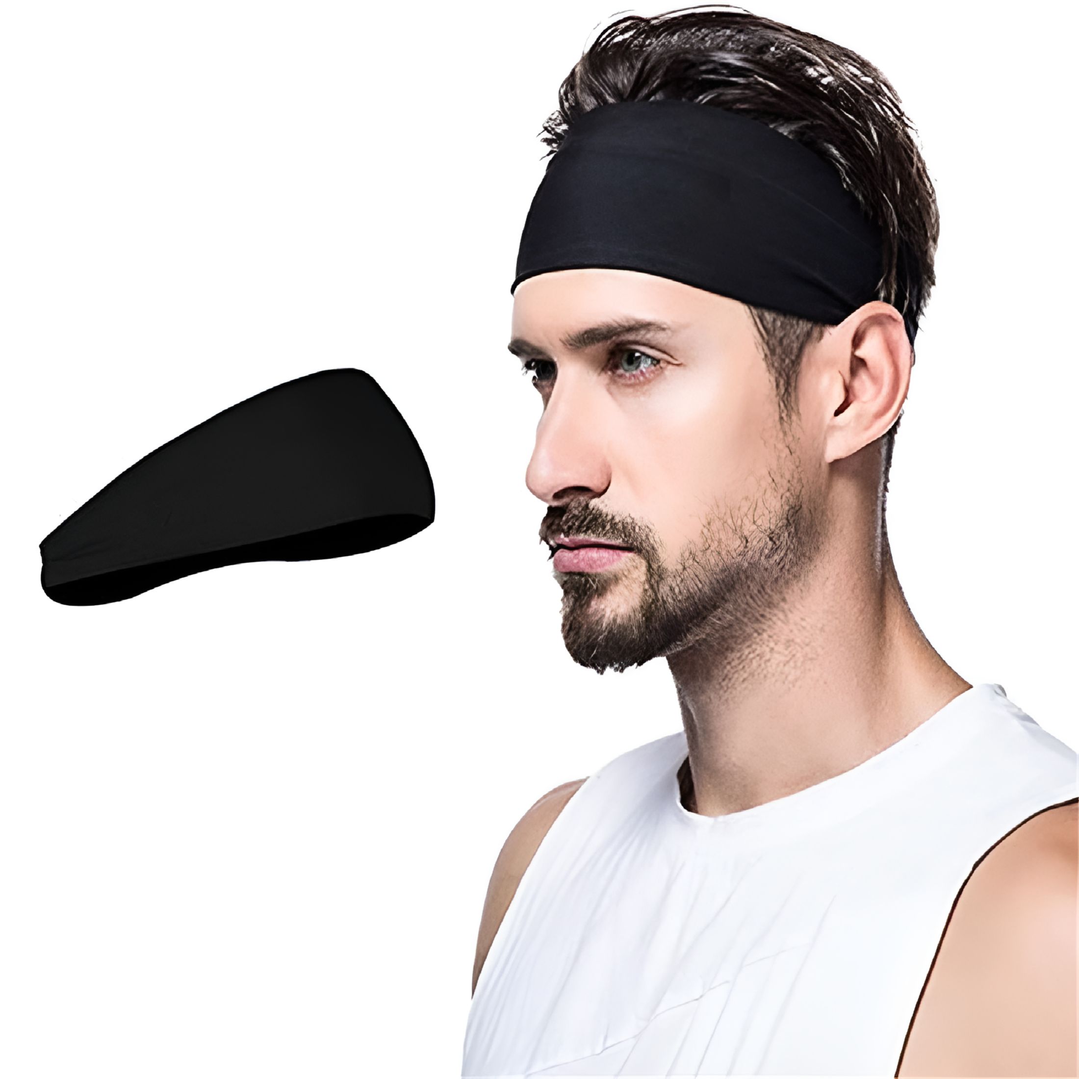 TELOLY Mens Headband Black, Mens Sweatband & Sports Headband for ...