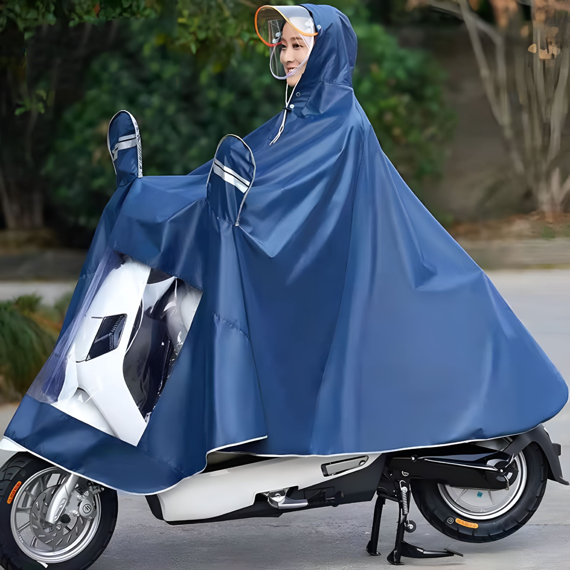 TELOLY Motorcycle Raincoat Cycling Rain Poncho Waterproof Scooter Rain ...