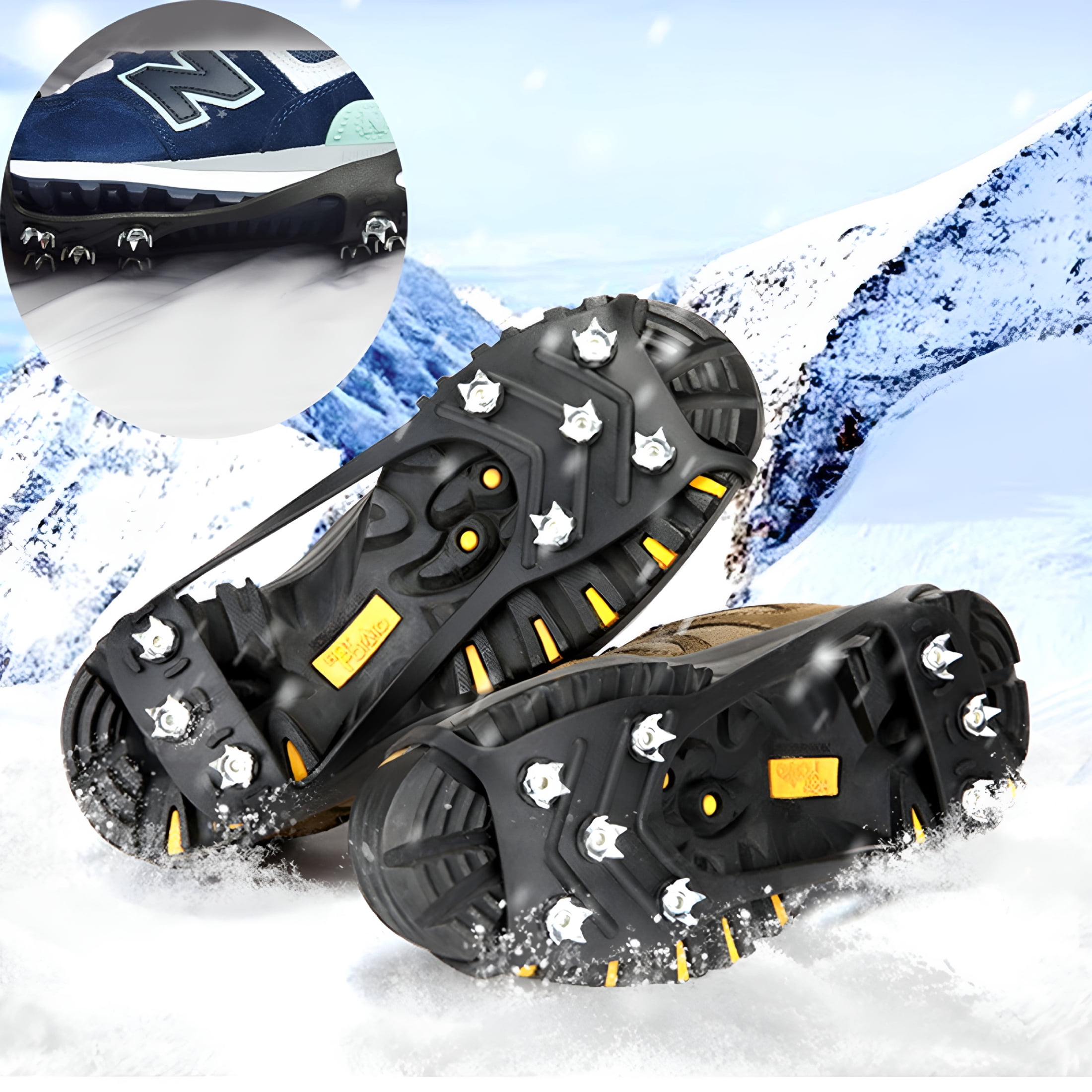 TELOLY Non-slip Snow Cleats Shoes Boots Cover Step Ice Spikes Grips ...
