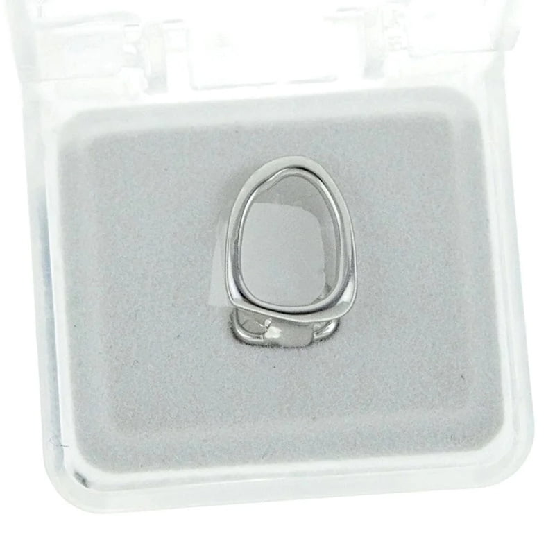 TELOLY Open Face Grillz Single Cap Silver Tone One Tooth Canine or ...