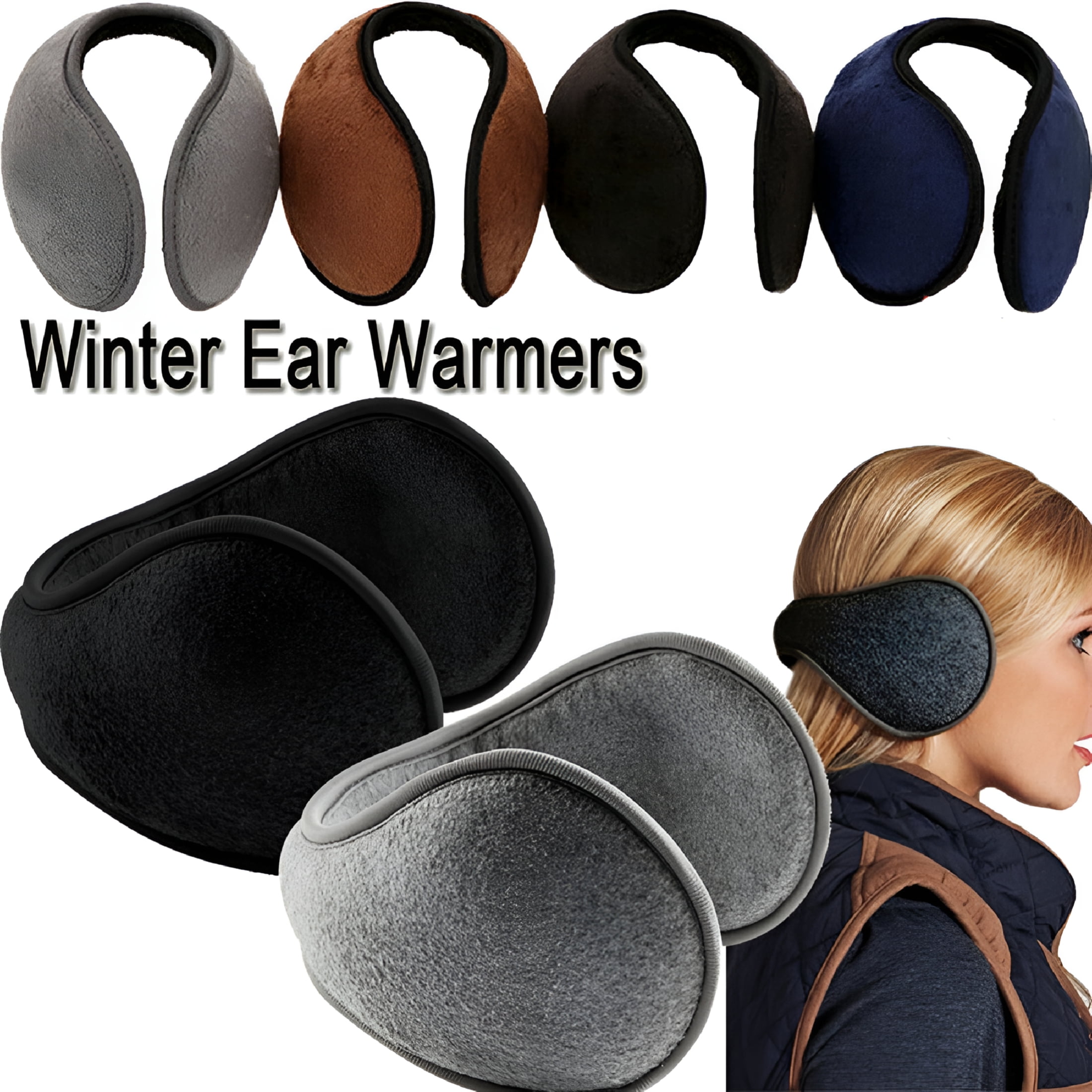 TELOLY Plush Ear Muffs for Winter - Women & Men's Behind-the-Head ...