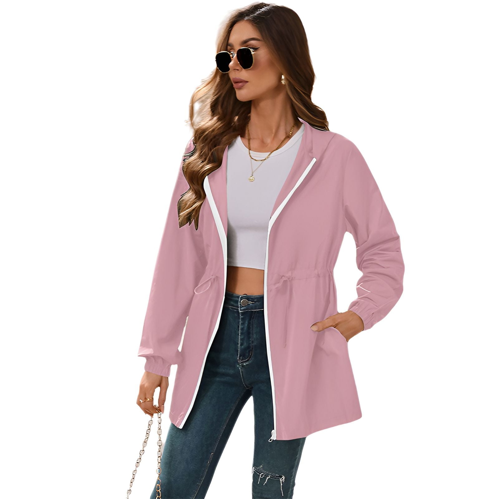 TELOLY Rain Coats for Women,Windbreaker Jacket Women,Womens Rain Coats ...