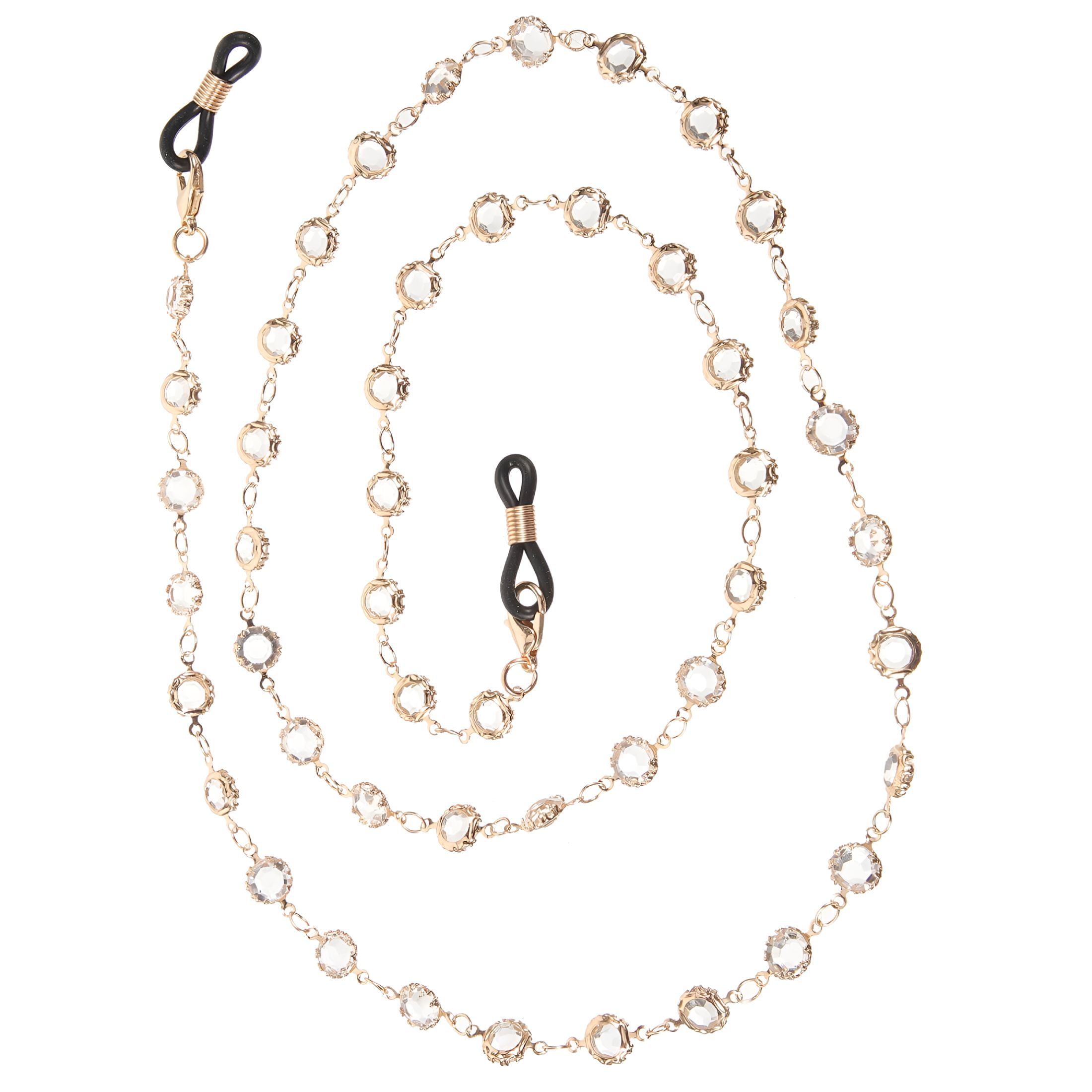 TELOLY Rhinestone Eyeglass Chain Eyeglasses String Holder with Lanyard ...