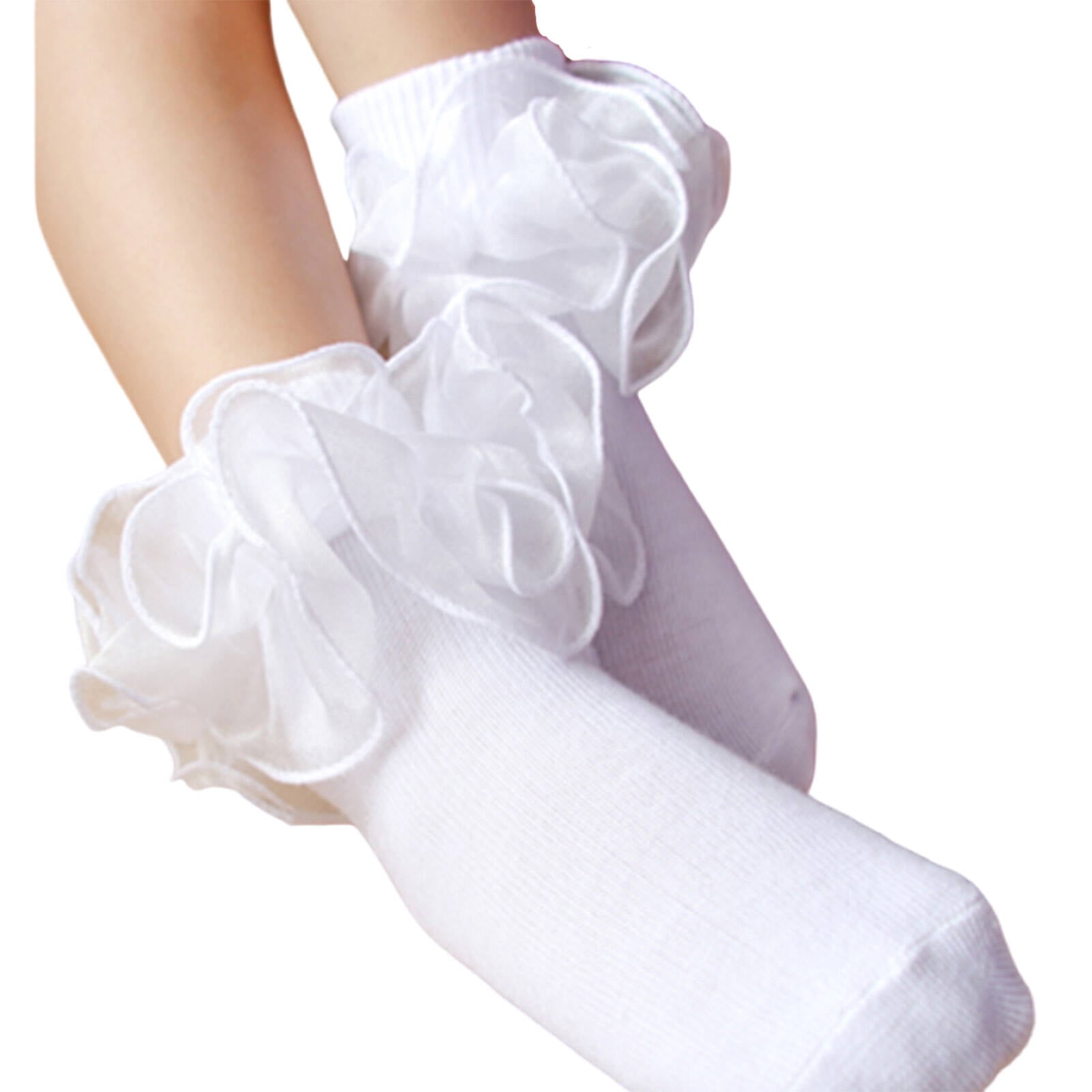 TELOLY Ruffle Socks Woman,Pleated Lace Womens Ankle Socks,Feminine ...