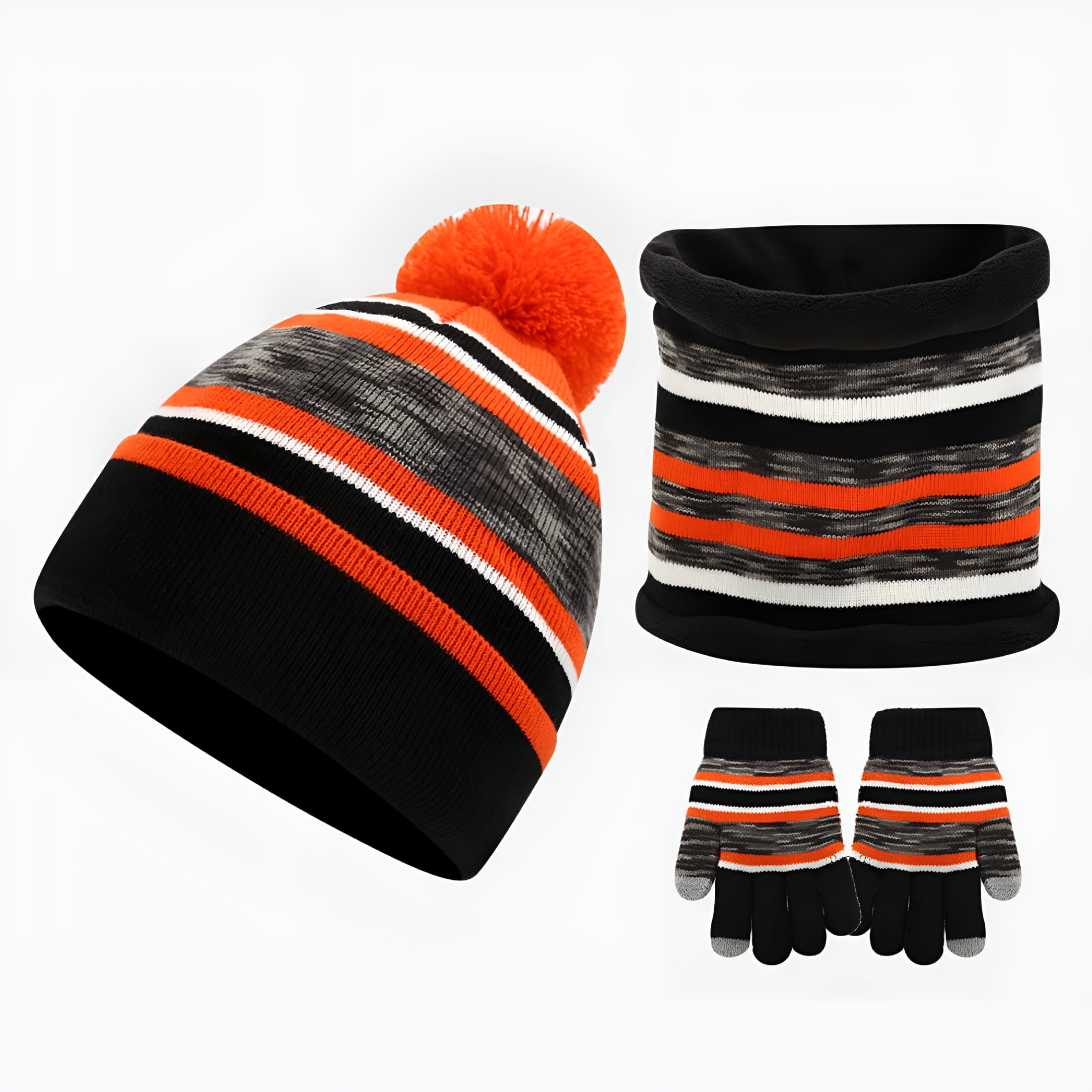 TELOLY Set of 3 Girls Hat and Gloves Set Age 13 Thermal Knit for Boys ...