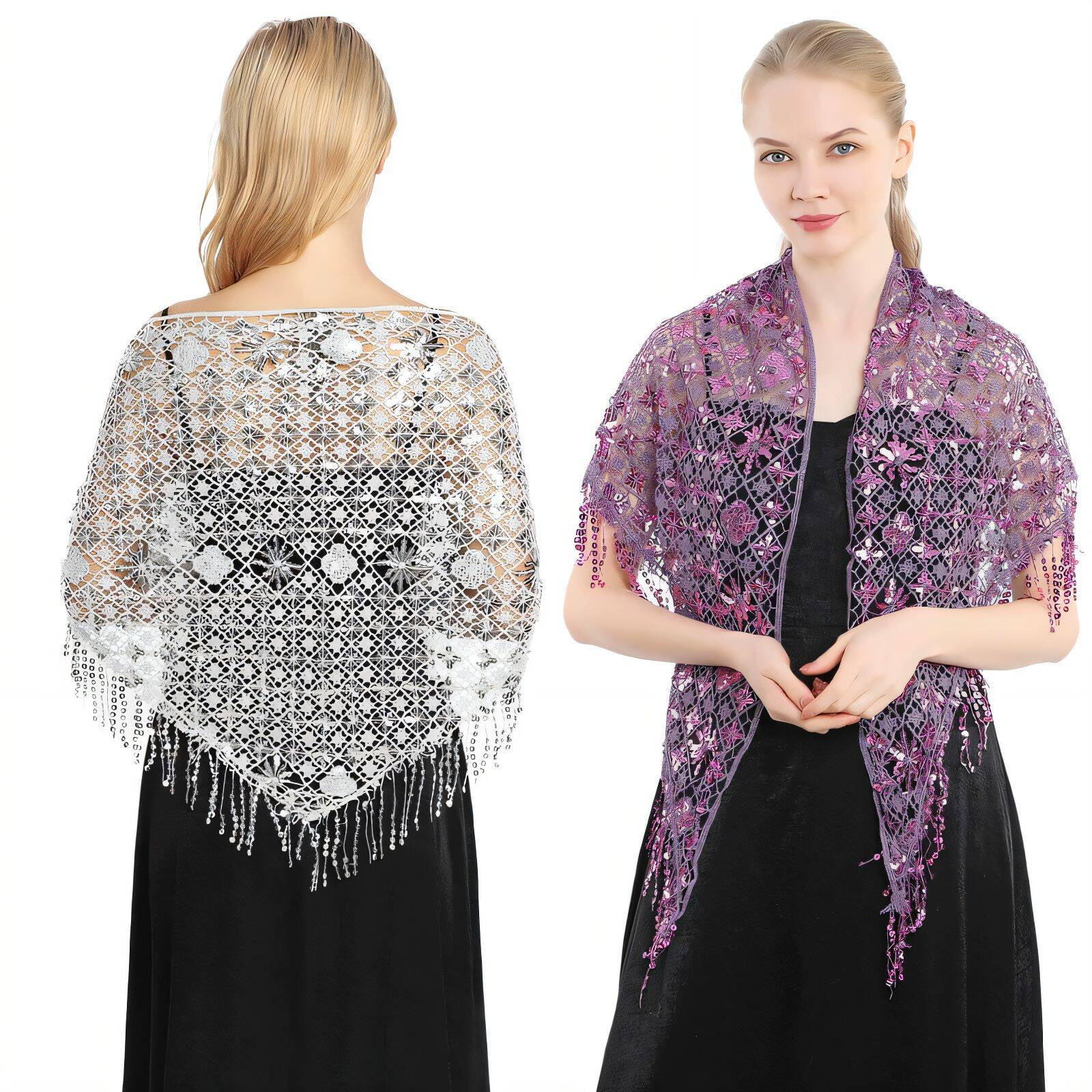 TELOLY Shawl Wraps for Women,Glamorous Water-Soluble Sequin Decoration ...