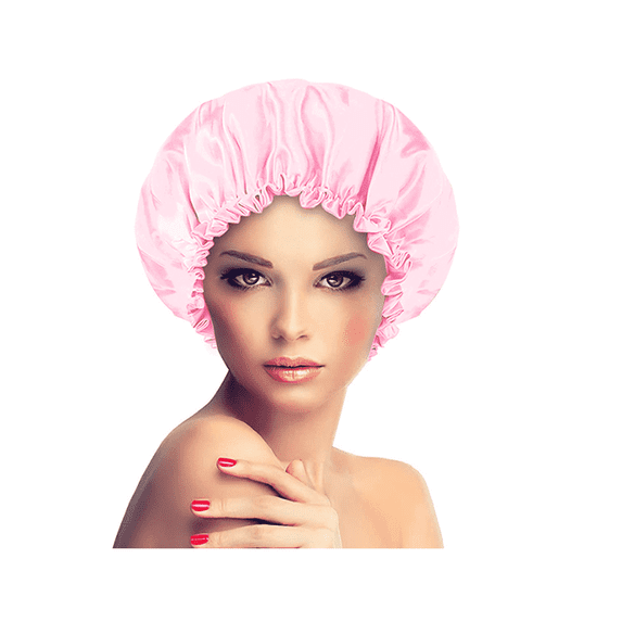 TELOLY Shower Cap Elastic Band Hair Bonnet Double Layer Shower Caps ...