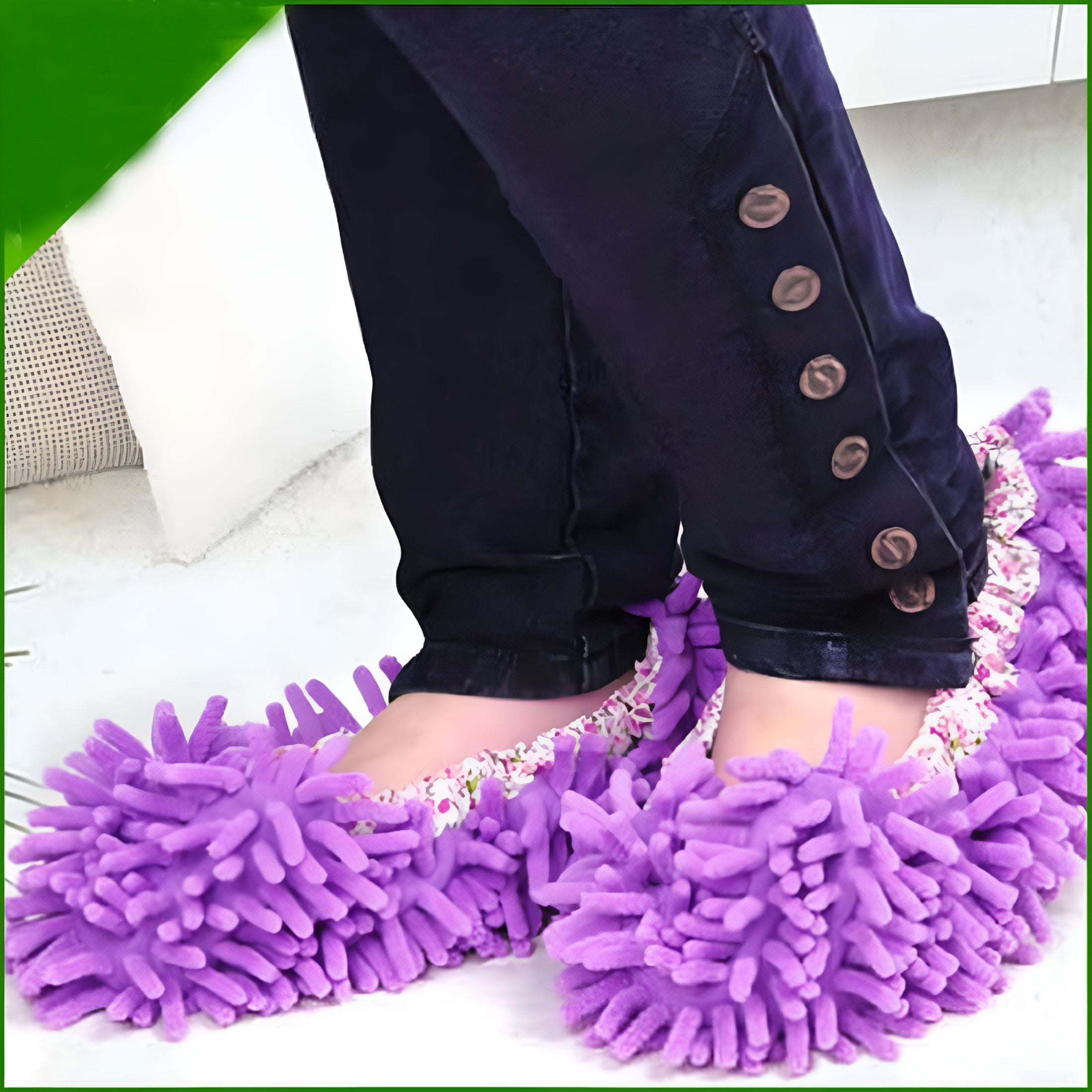 TELOLY Single Chenille Mop Wipe Slippers Shoes Lazy Shoe Mop Caps Set ...