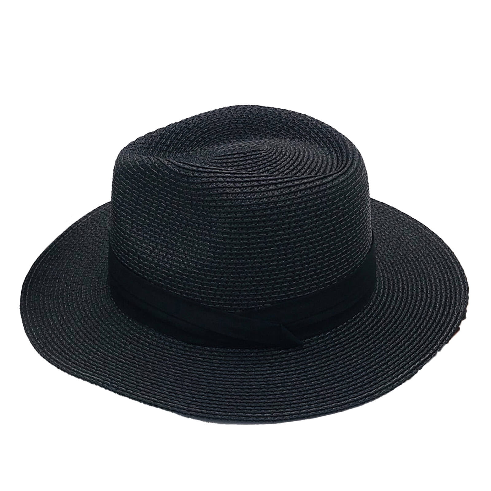 TELOLY Straw Hats for Men,Wide Brim Hats for Women,Fedora Hats for Men,Black Tri Fold Tape ...