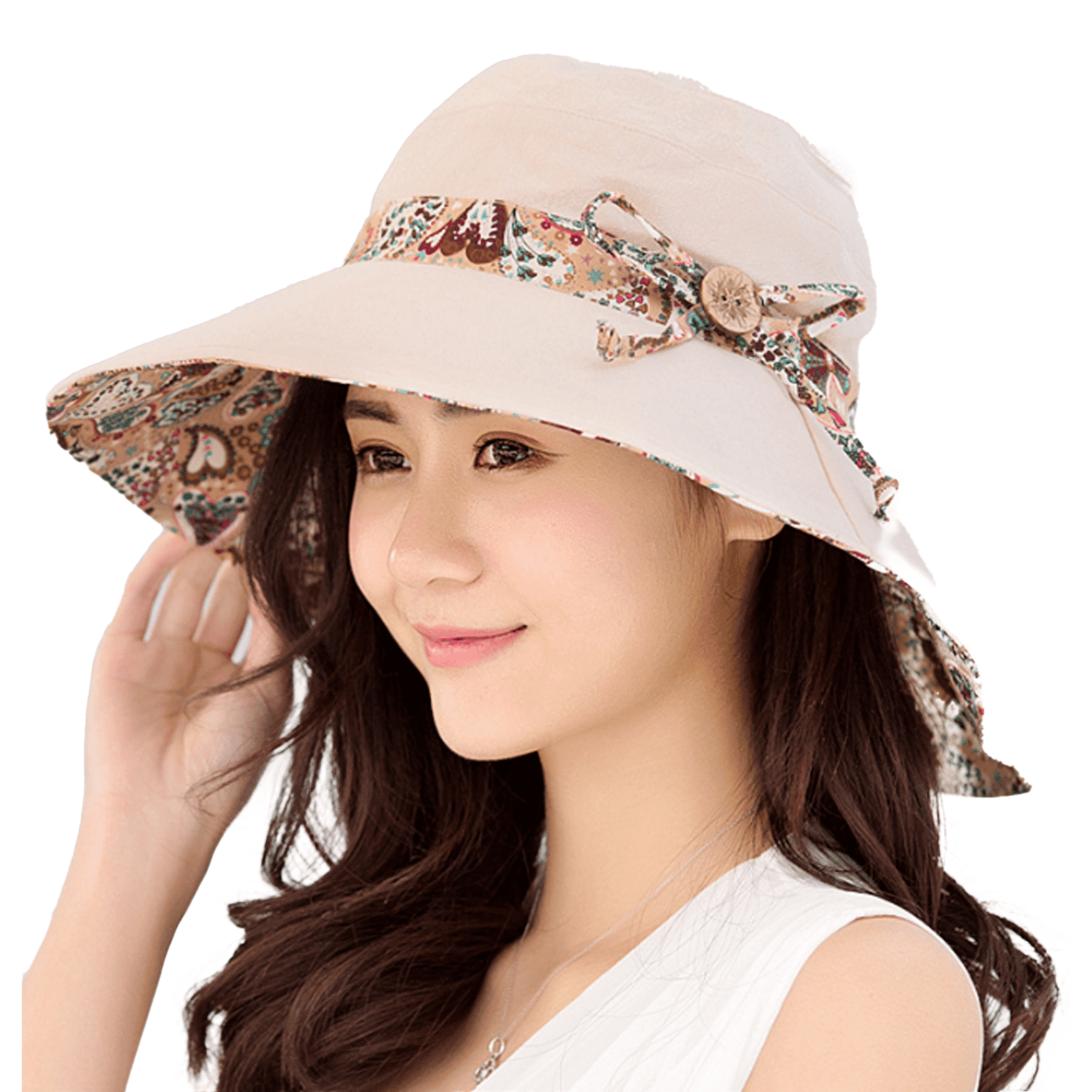 TELOLY Sun Hat Cotton Breathable Bucket Hat Windproof Rope Design Sun ...