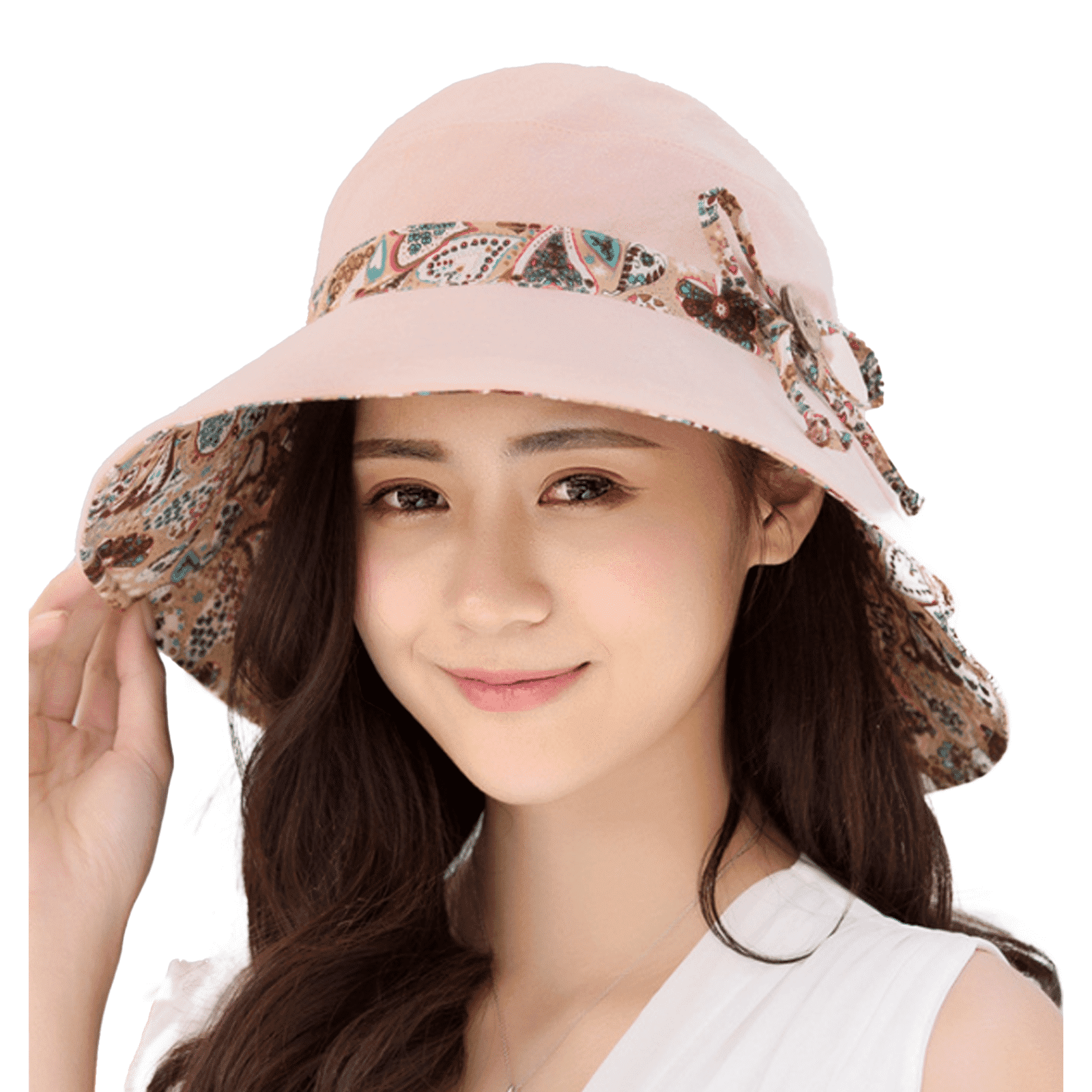 TELOLY Sun Hat Cotton Breathable Bucket Hat Windproof Rope Design Sun ...