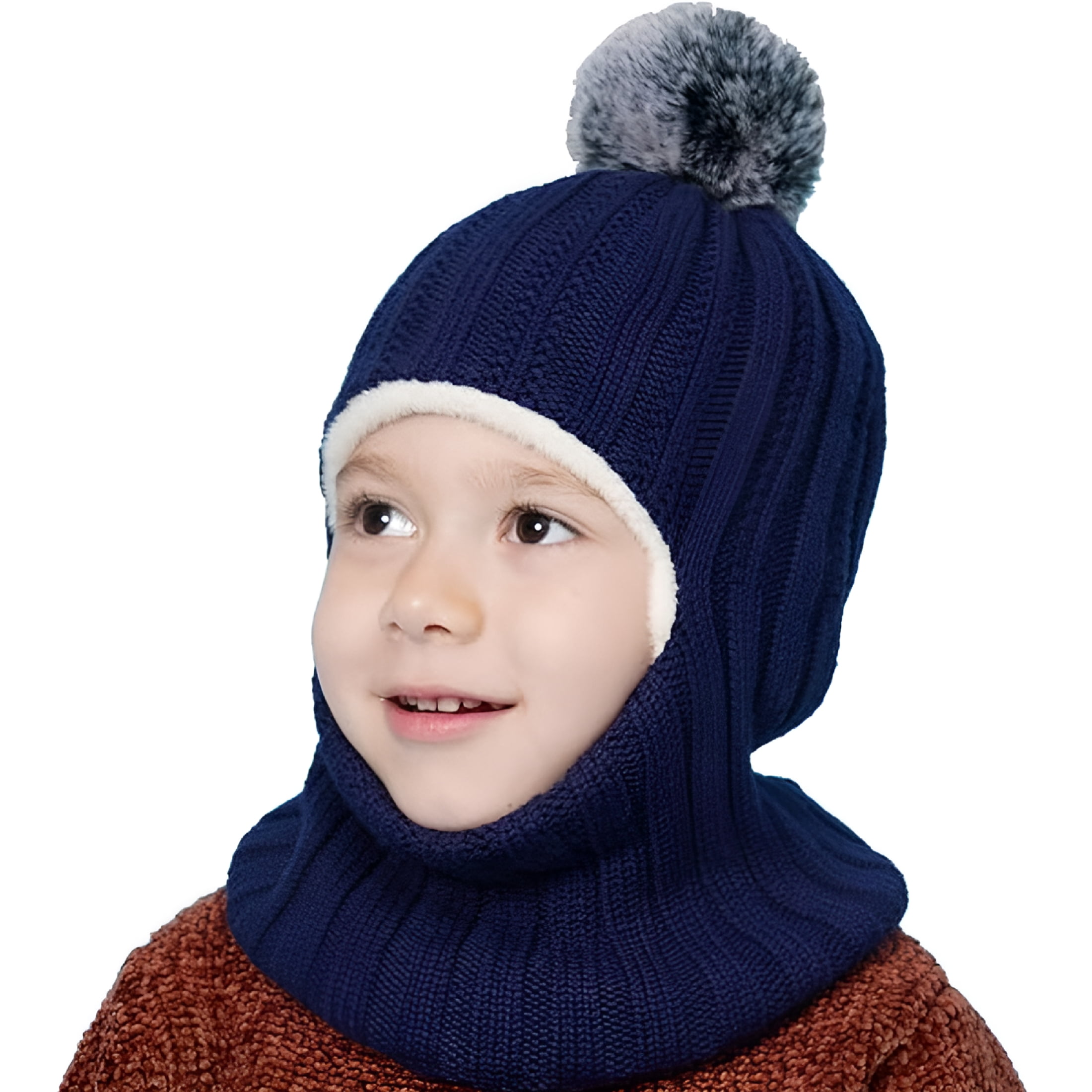 TELOLY 2026 New Toddler Balaclava Hat Scarf Earflap 2 in 1 Kids Thick ...
