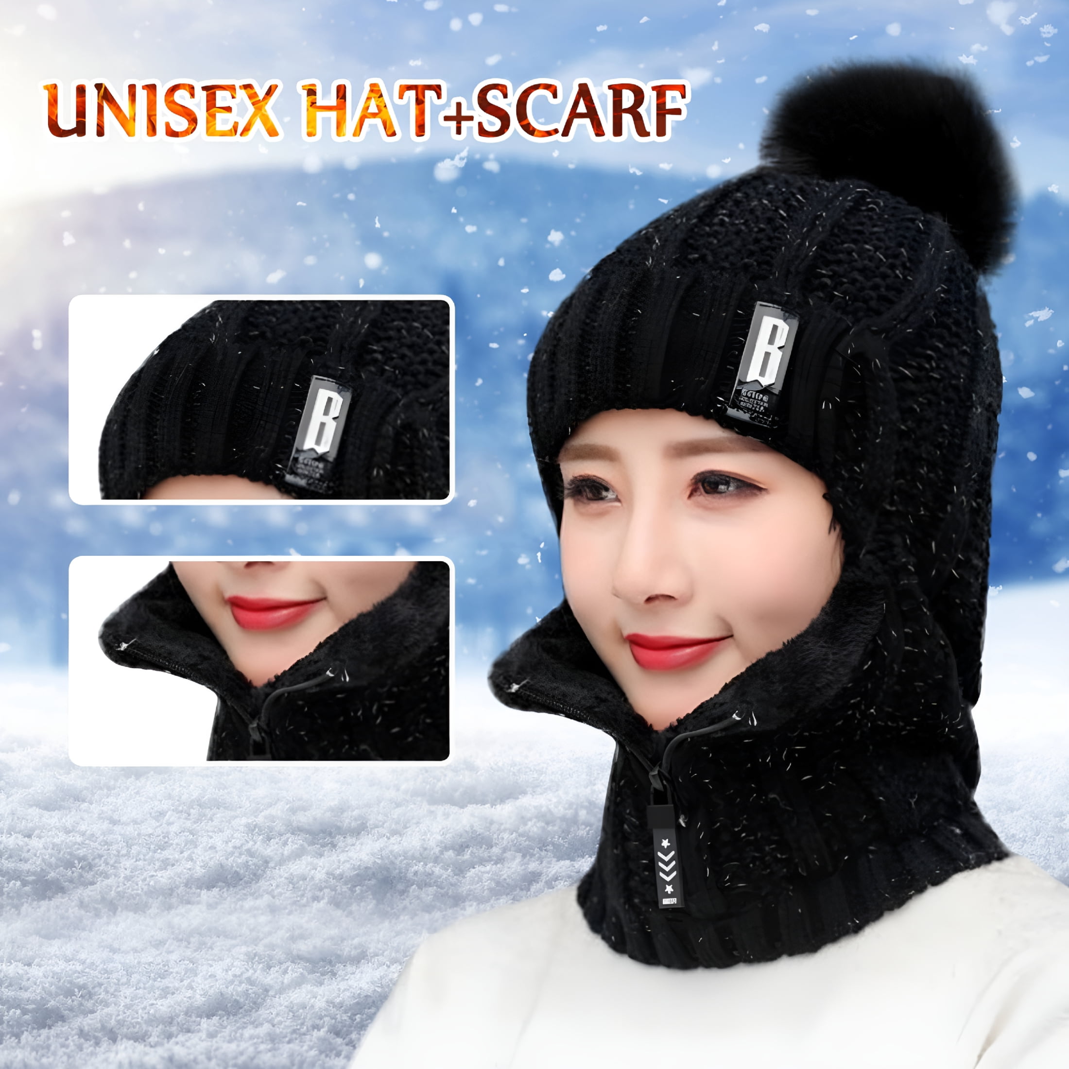 TELOLY Winter Balaclava Fleece Hood Ski Mask for Women Kids, Thermal ...