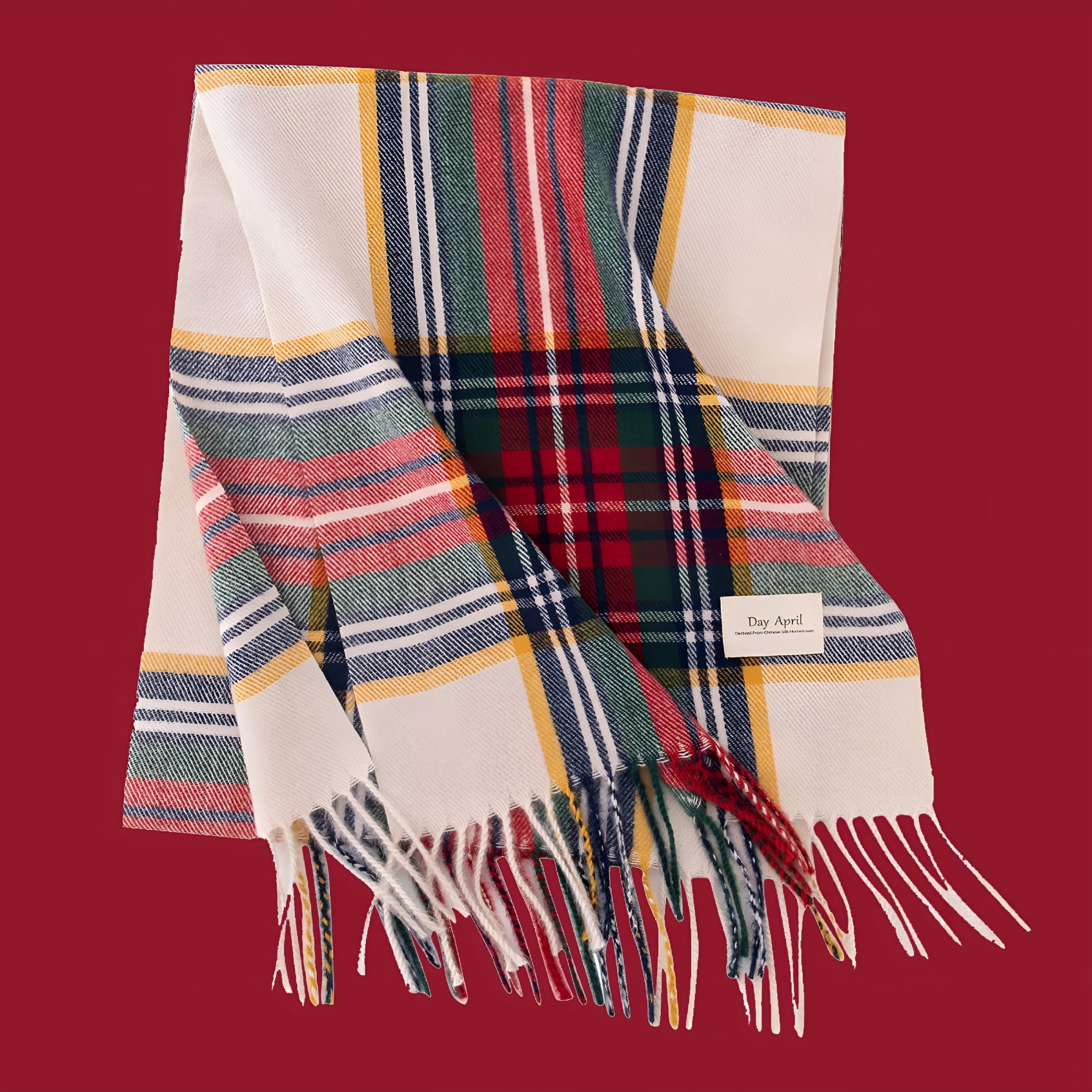 TELOLY Winter Scarf for Women Thicken Christmas Luxurious Tartan Plaid ...