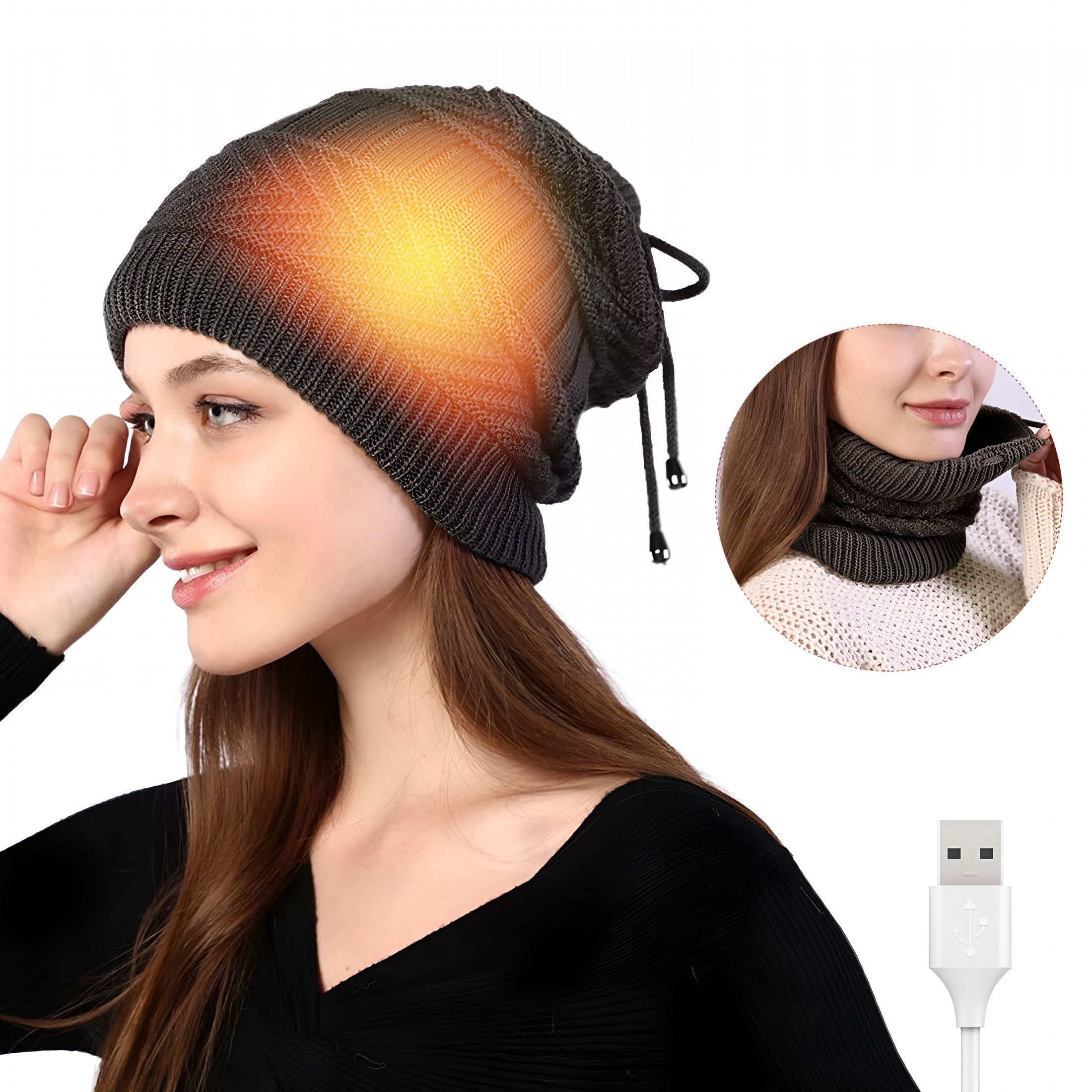 TELOLY Winter Warm Electric Heat Hat, USB Heated Hat, Winter Knitted ...