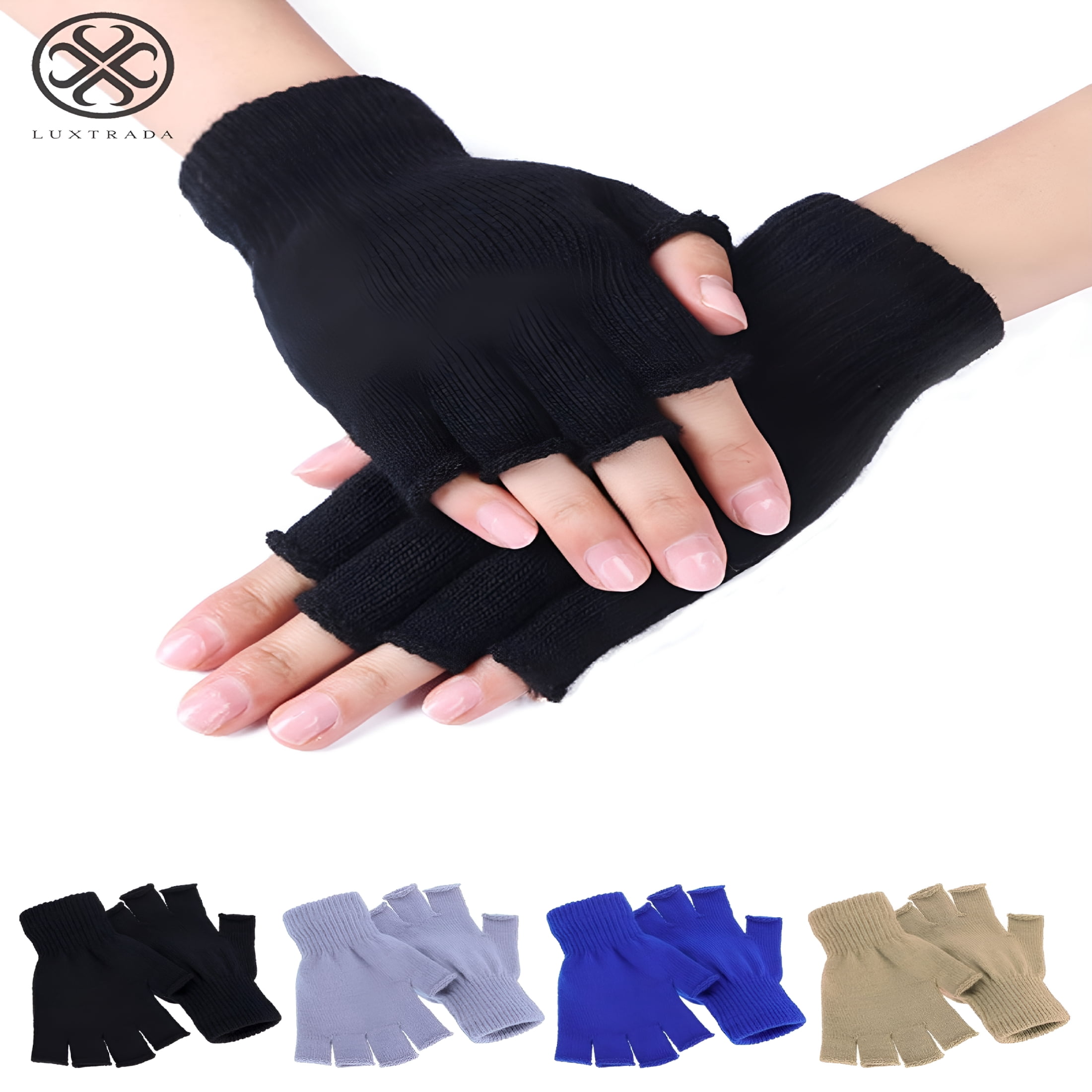 TELOLY Winter Warm Knitted Fingerless Half Finger Magic Gloves Knit ...