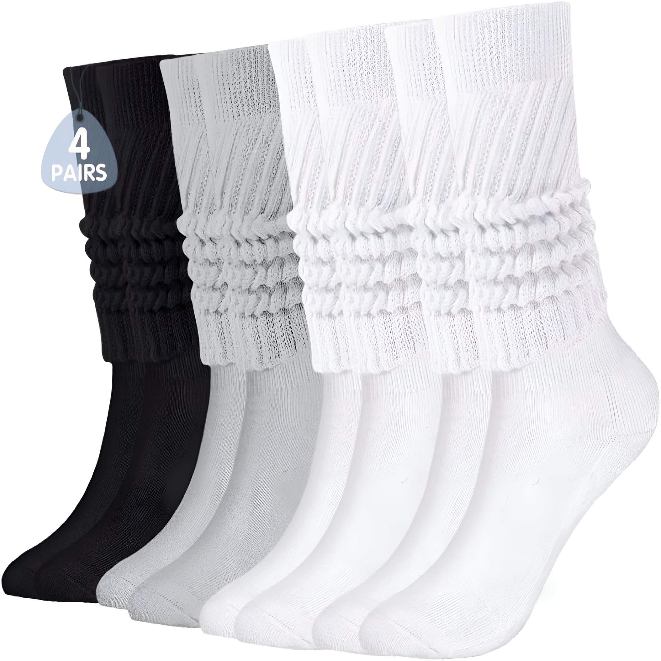 TELOLY Women's Fall Winter Knit Slouch Socks, Soft Extra Long Scrunch ...