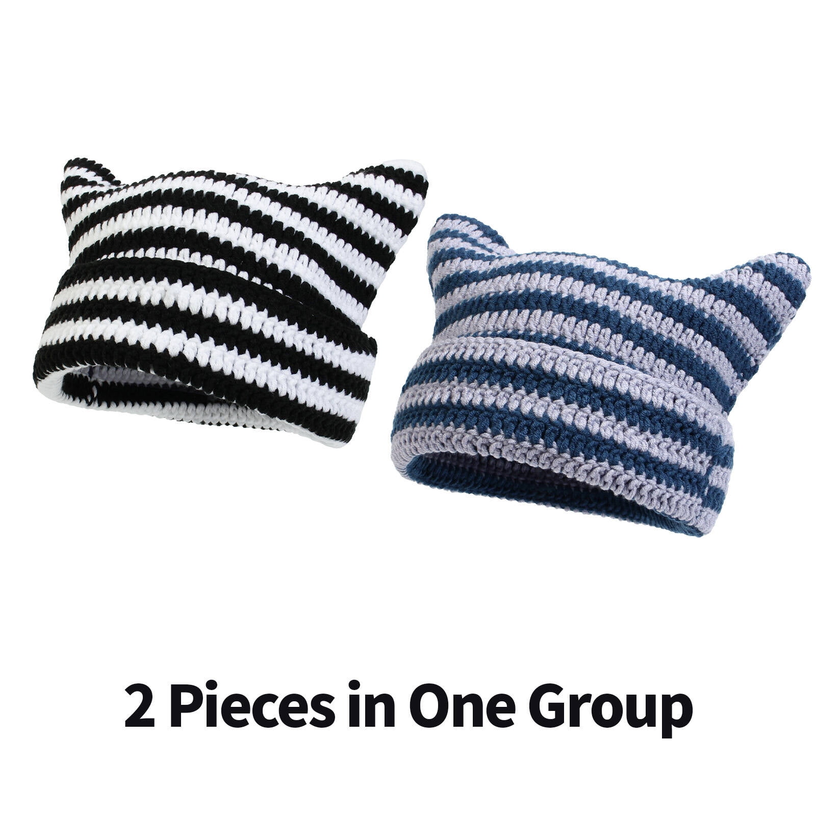 TELOLY Womens Hats,Wool Beanie,Striped Cat Autumn and Winter Womens Hat ...
