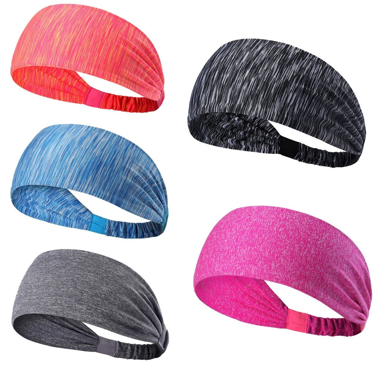TELOLY Workout Headbands, Elastic Sweatbands, Breathable Unisex Hair ...