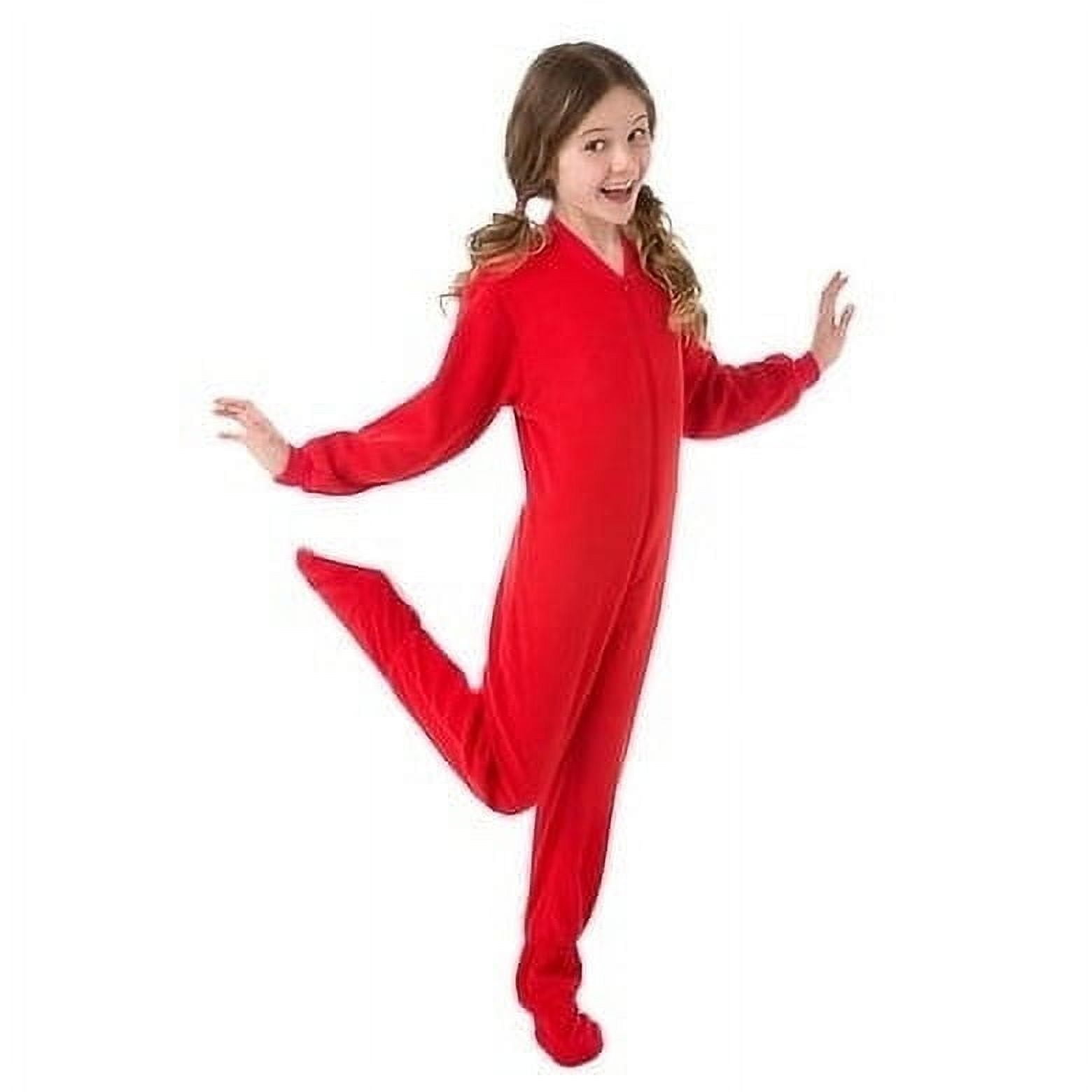 TELOLY Warm Soft Onesie Big Boys Kids Red Fleece Footed Pajamas Sleeper ...