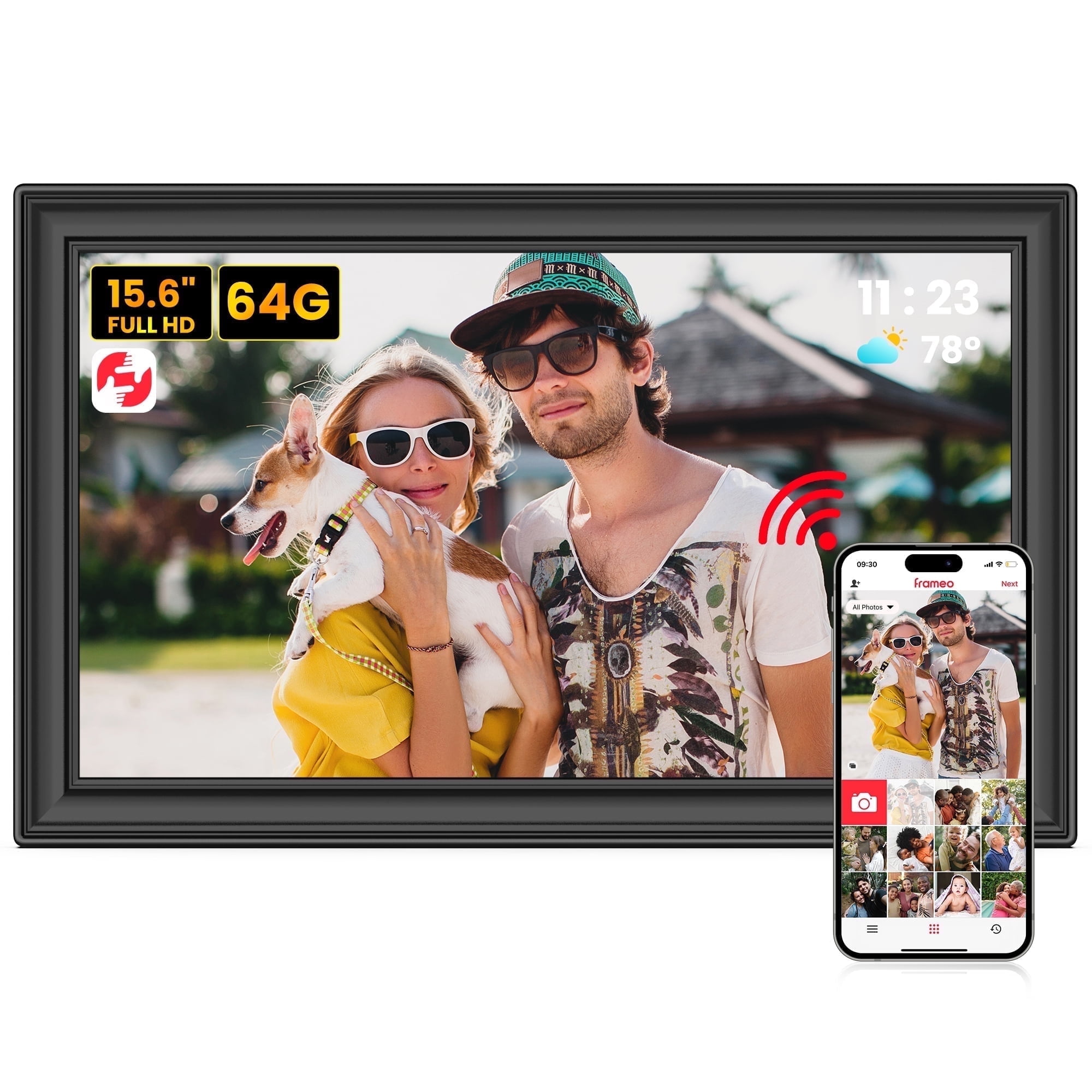 64GB Frameo Digital Picture Frame, TEMASH 15.6 Inch Large Digital Photo ...