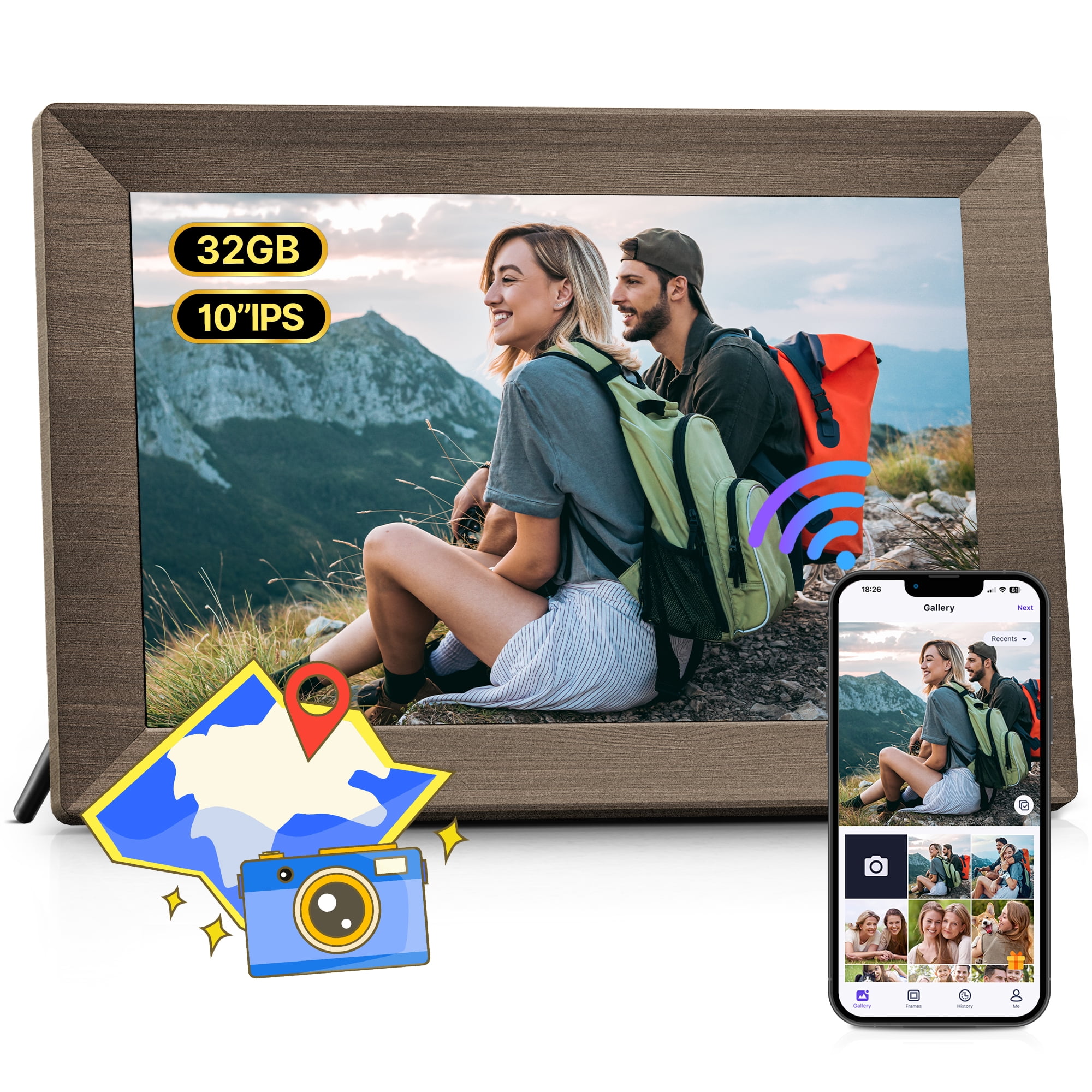 TEMASH WiFi Digital Photo Frame 32GB Storage 10.1" Electronic Picture ...