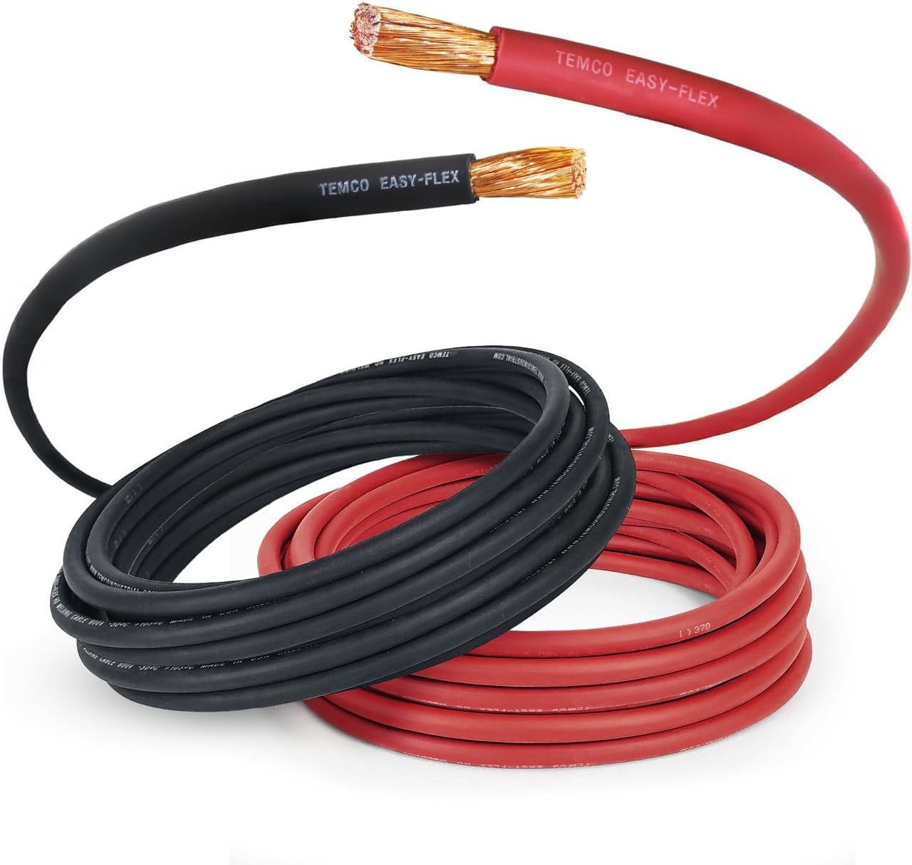 TEMCo 1/0 Gauge AWG 20 Ft Black + 20 Ft Red Flexible Copper USA Welding ...