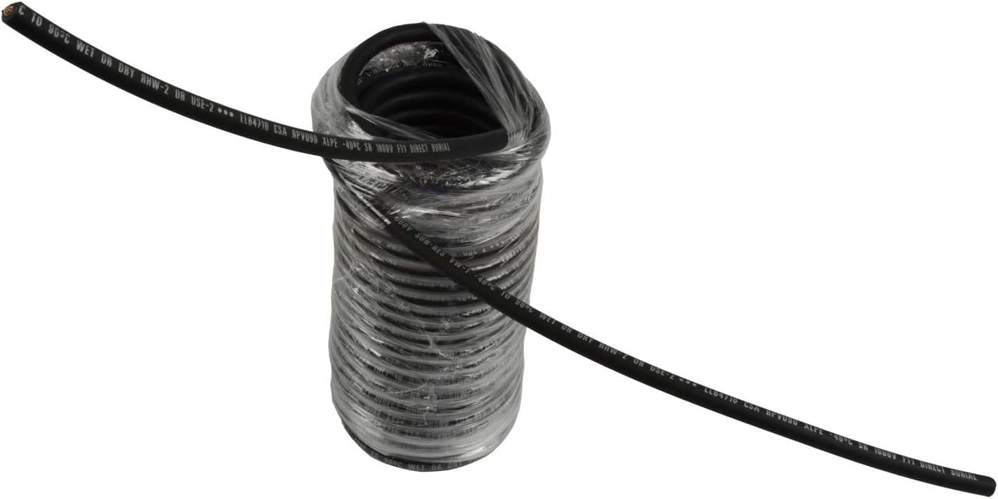 TEMCo 10 AWG/Gauge Solar Cable - Made in the USA, 25 Feet Black (Variety of Lengths Available ...