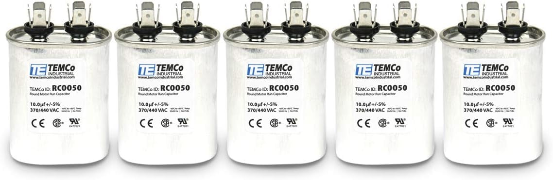 TEMCo 10 uf/MFD 370-440 VAC volts Oval Run Capacitor 50/60 Hz AC ...