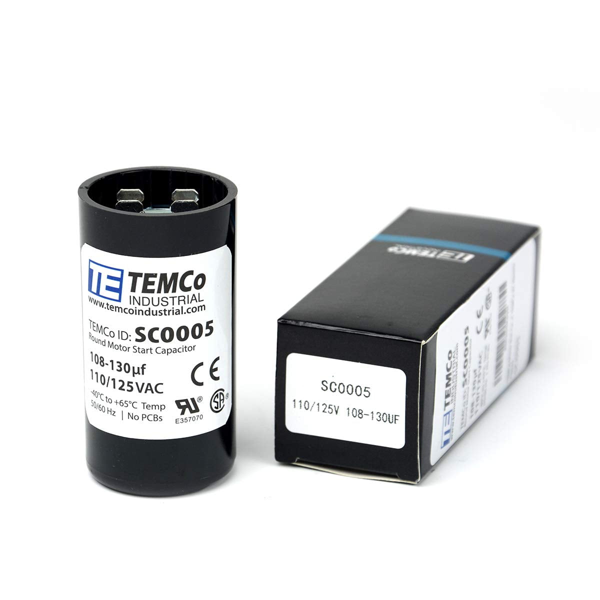 TEMCo 108-130 uF MFD CD60 Start Capacitor 110-125V AC Round | 50/60 Hz ...