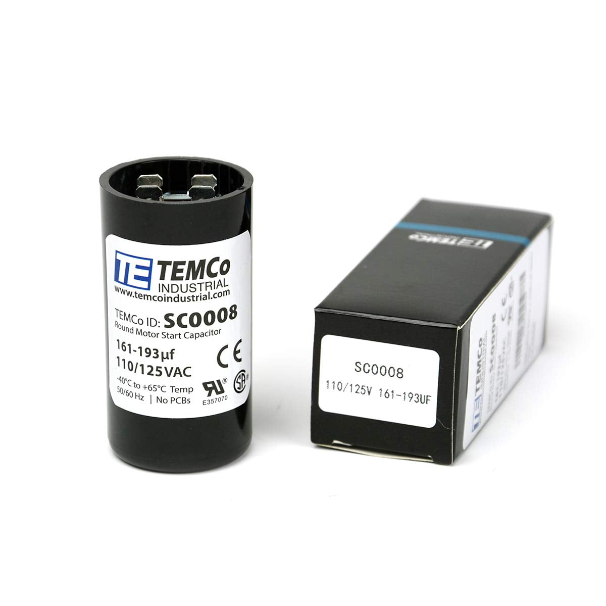 TEMCo 161-193 uF MFD CD60 Start Capacitor 110-125V AC Round | 50/60 Hz ...