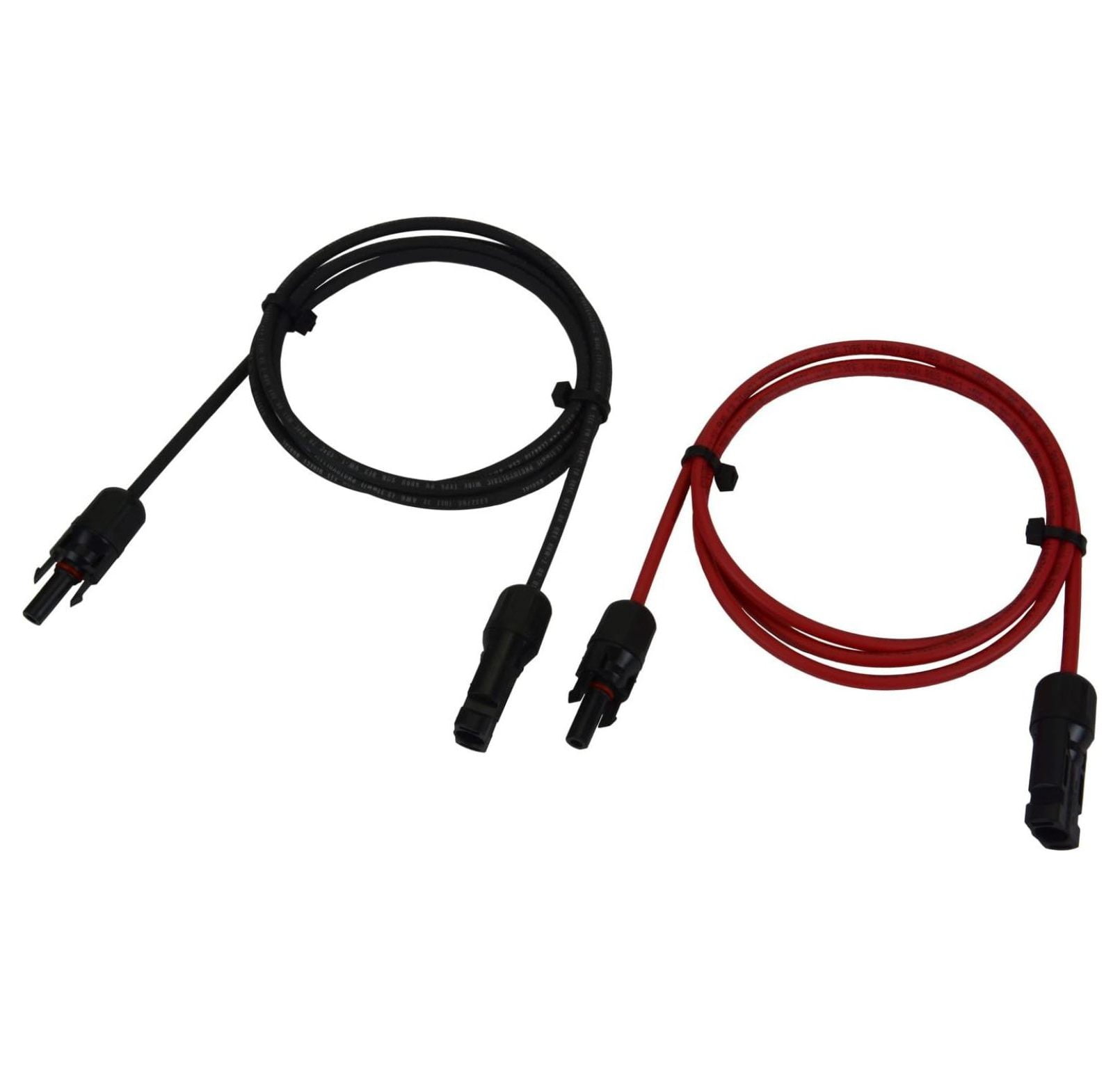 TEMCo 5' Red + 5' Black 12 AWG/Gauge Solar Panel Extension Cable with M ...