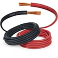 TEMCo 6 Gauge AWG 25 Ft Black + 25 Ft Red Flexible Copper USA Welding ...