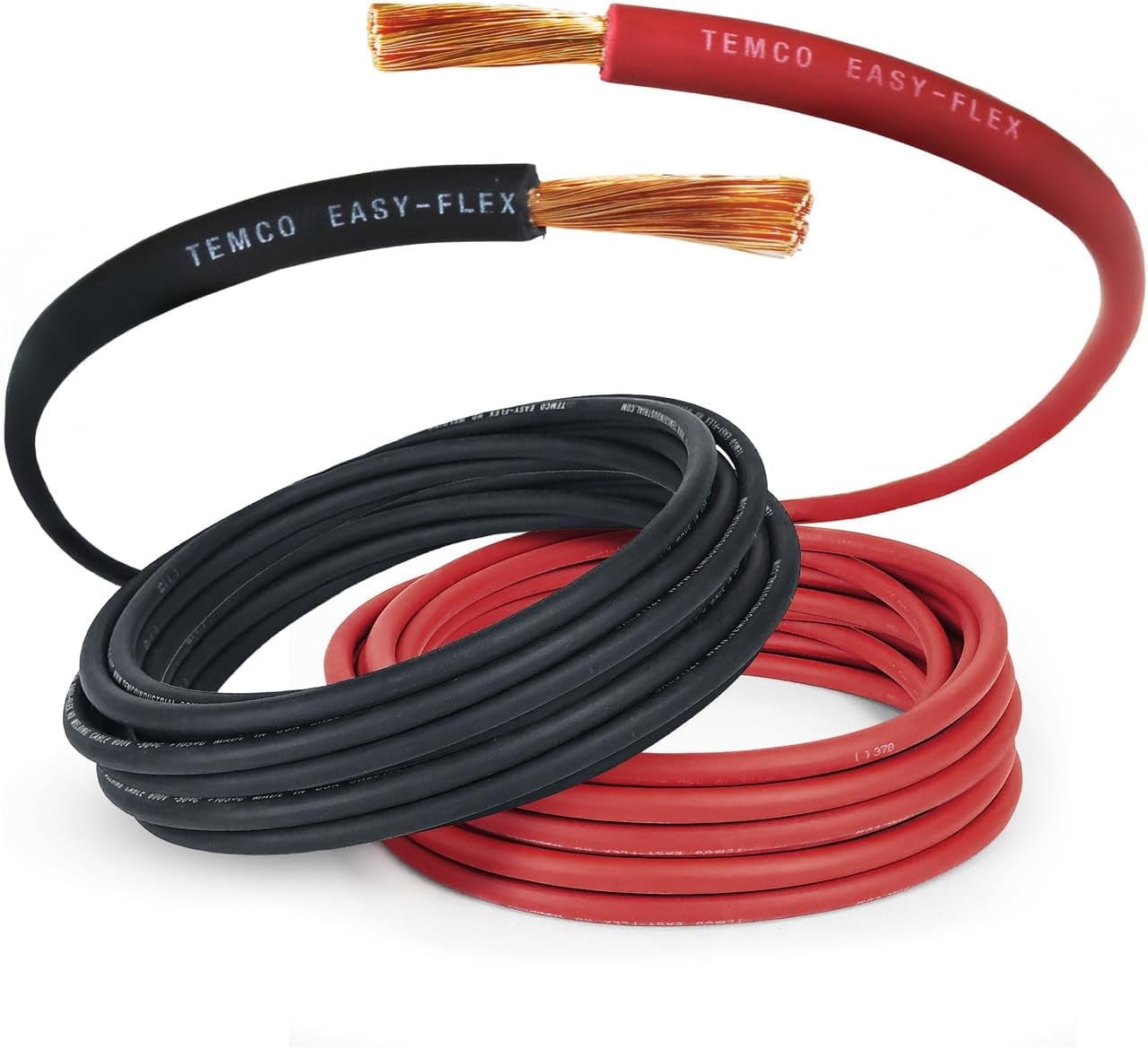 TEMCo 6 Gauge AWG 50 Ft Black + 50 Ft Red Flexible Copper USA Welding ...