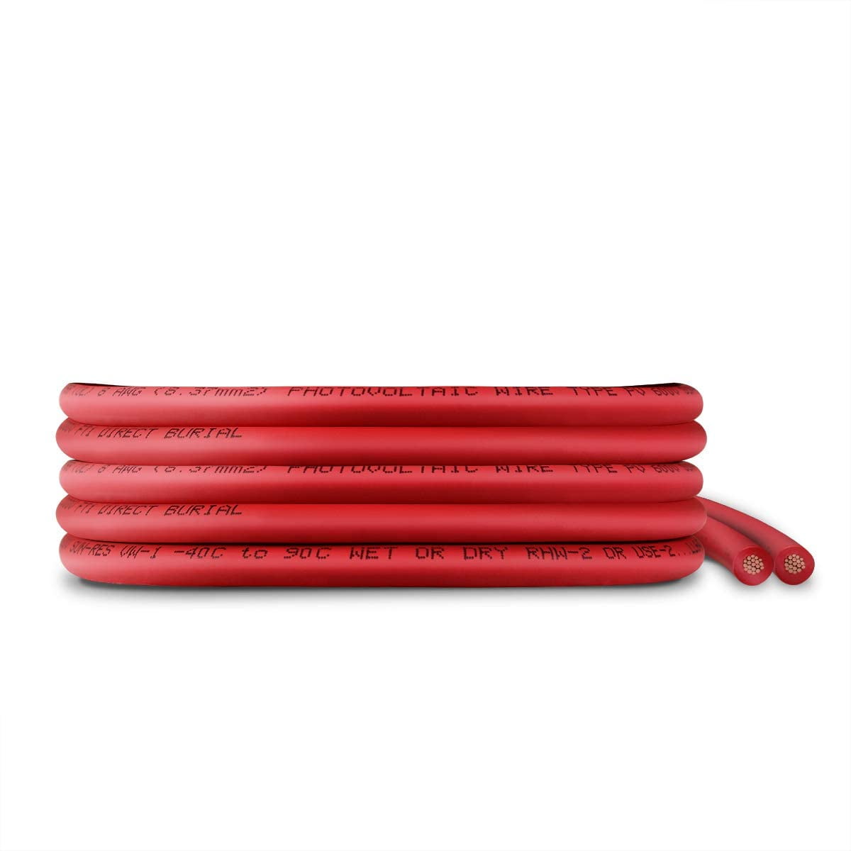 TEMCo 8 AWG PV Solar Panel Wire 30 Ft Red Power Cable UL 4703 Copper ...