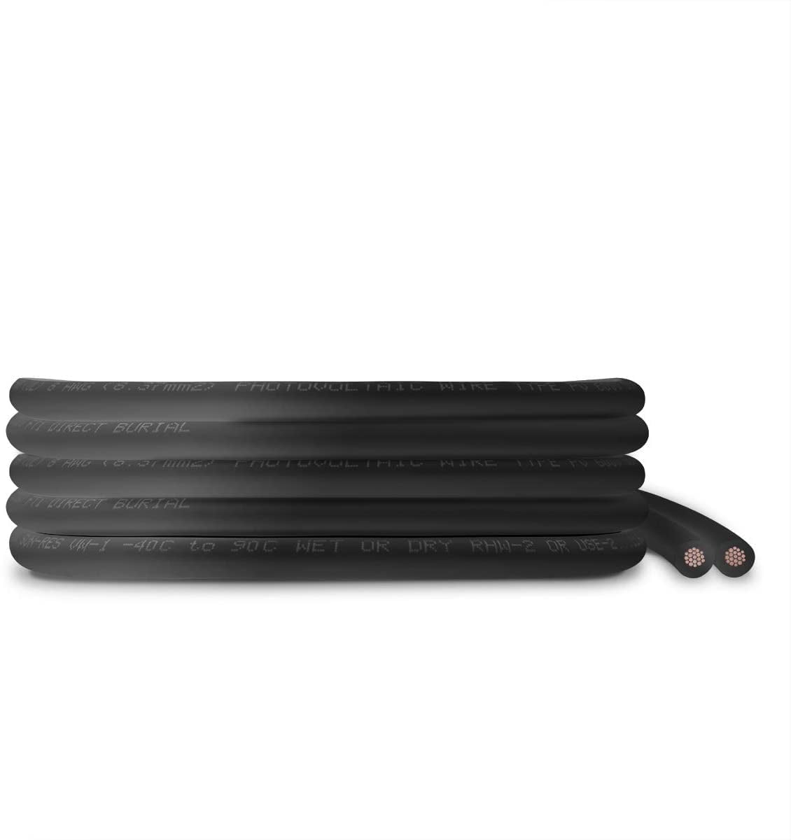 TEMCo 8 AWG PV Solar Panel Wire 60 Ft Black Power Cable UL 4703 Copper ...