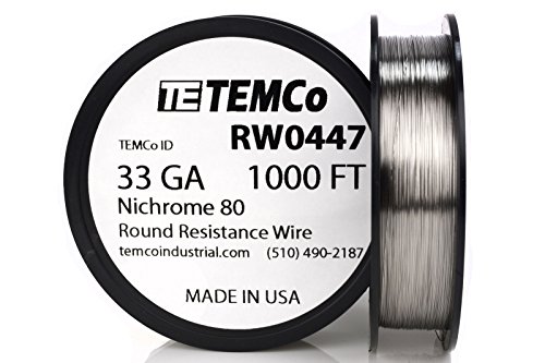TEMCo Nichrome 80 Series Wire 33 Gauge 1000 FT Resistance AWG ga - Walmart.com