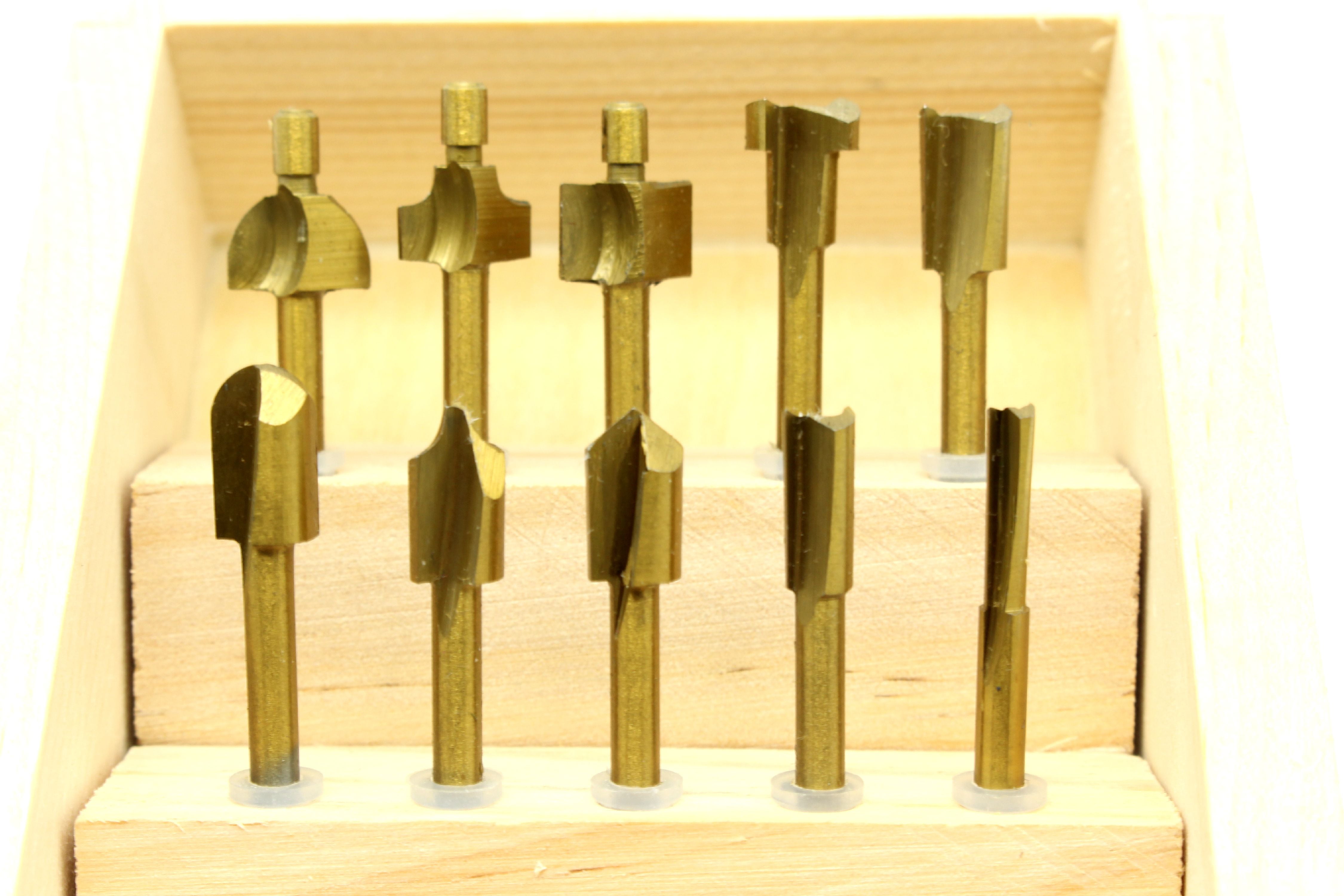 TEMO 10 pc High Speed Steel Hss Titanium Coated Router Bits Set 1/8 ...