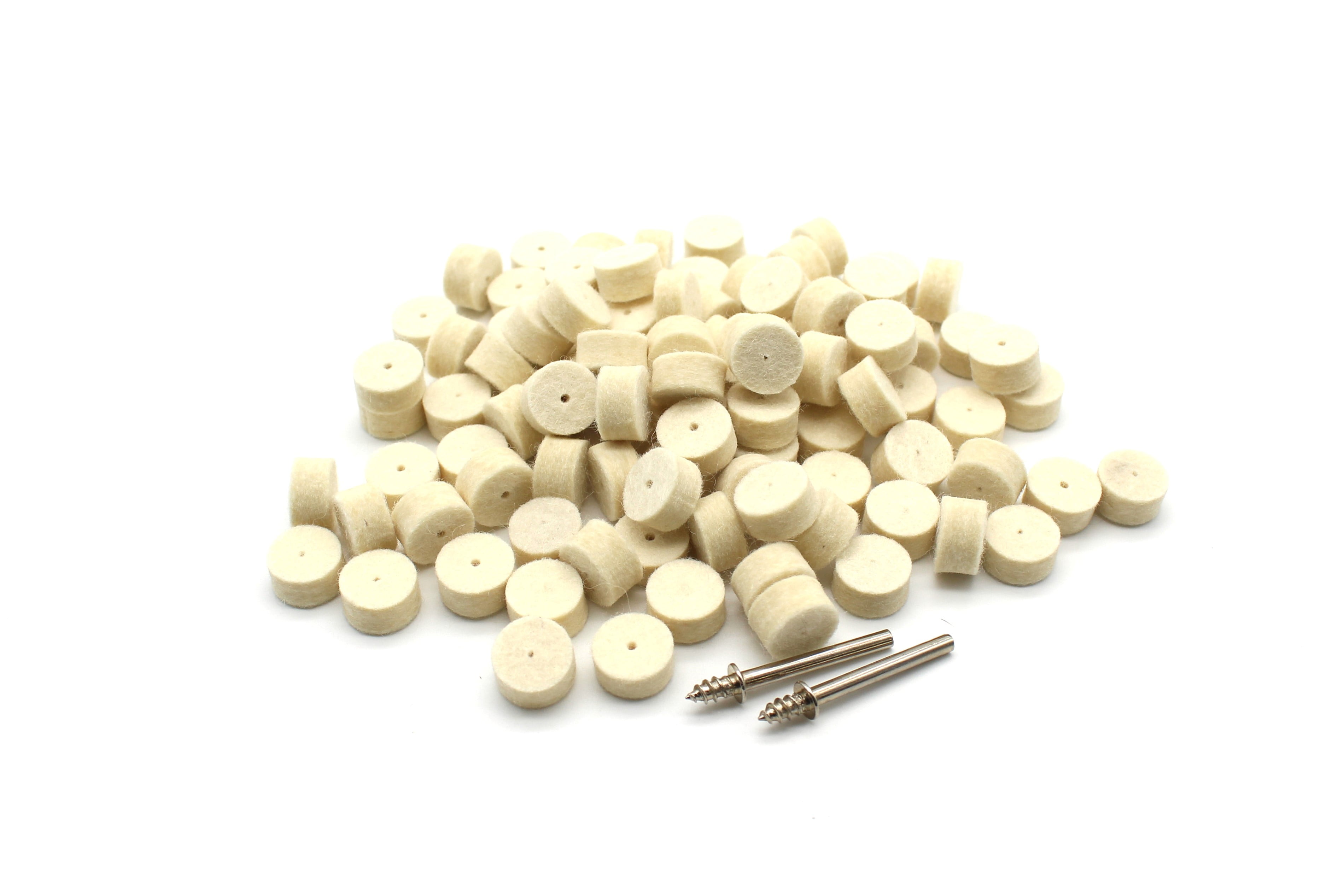 TEMO 100 pc Felt Polishing Wool Bob Burr 1/2 Inch (13 mm) Diameter 1/4 ...