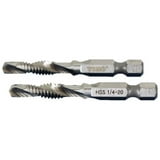 TEMO 2 pc 1/4-20 Combination Drill and Tap Multi Use Deburr Countersink ...