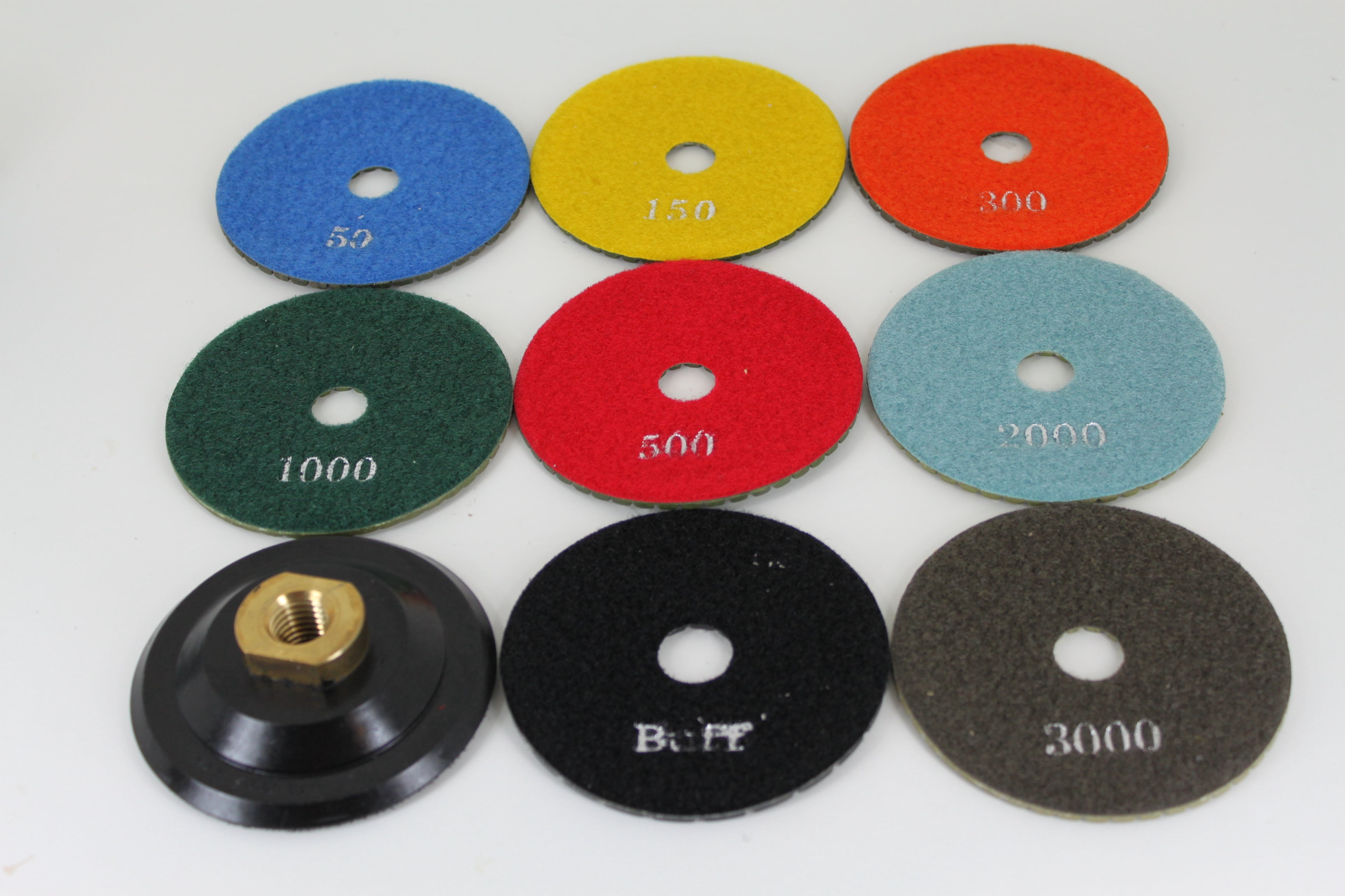 TEMO 8 pc 4 Inch (100 mm) Diamond Marble Stone Wet Polishing Pad Wheel ...