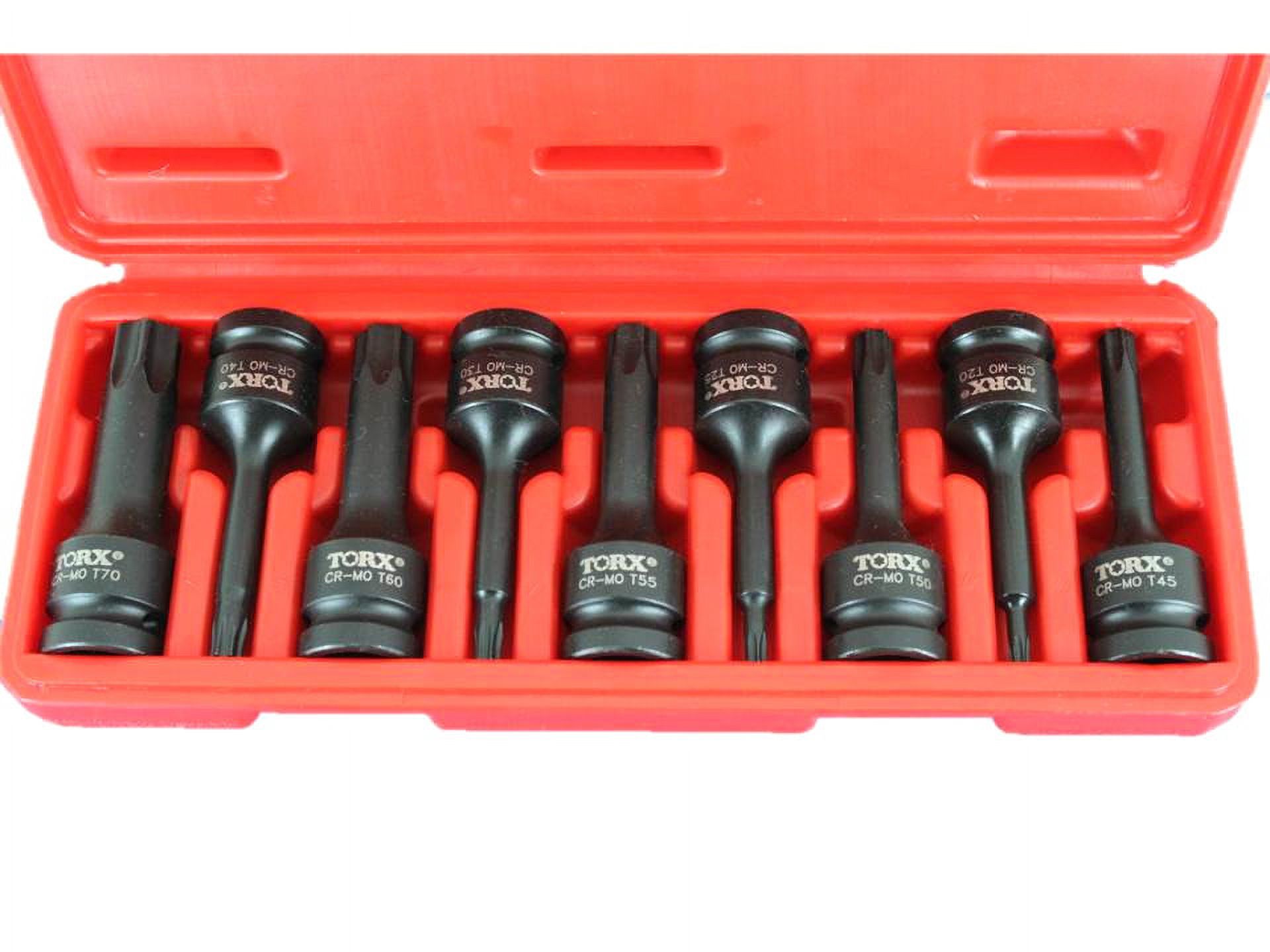 TEMO 9 pc 3 Inch (76 mm) Long Torx Star 6 Point Black Impact Bit Socket ...