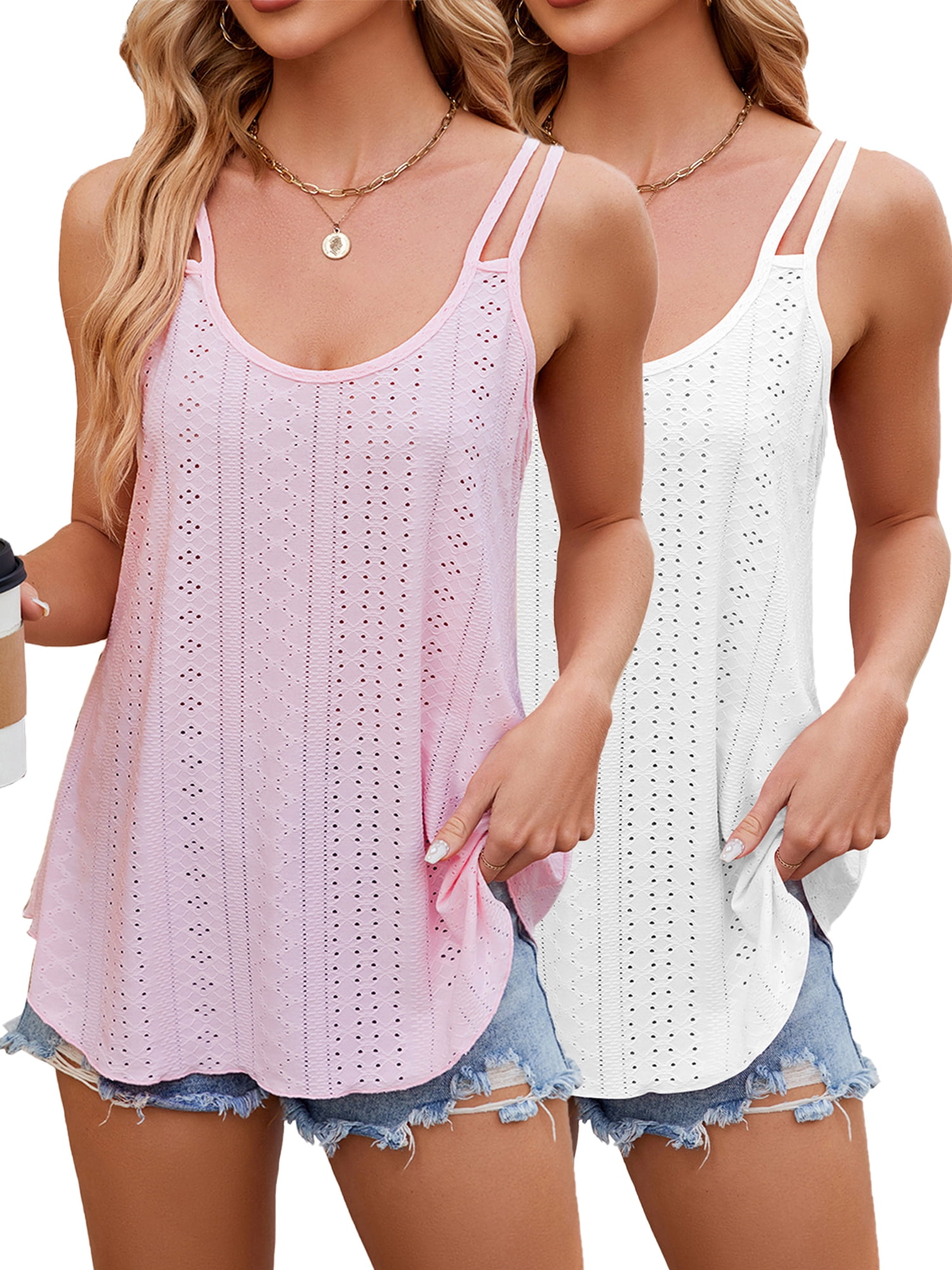 TEMOFON women Camisole Tops for Women Spaghetti Strap Swing Vest Tank ...